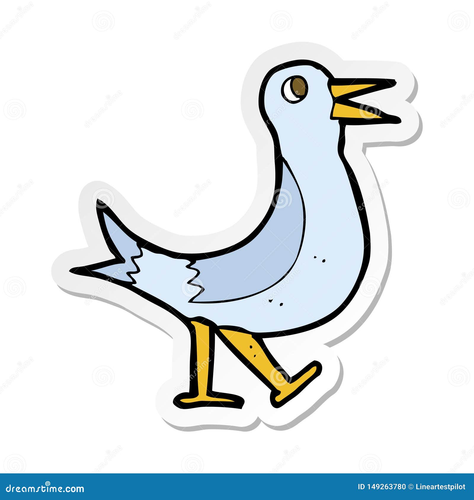 Sticker of a Cartoon Walking Bird Stock Vector - Illustration of ...