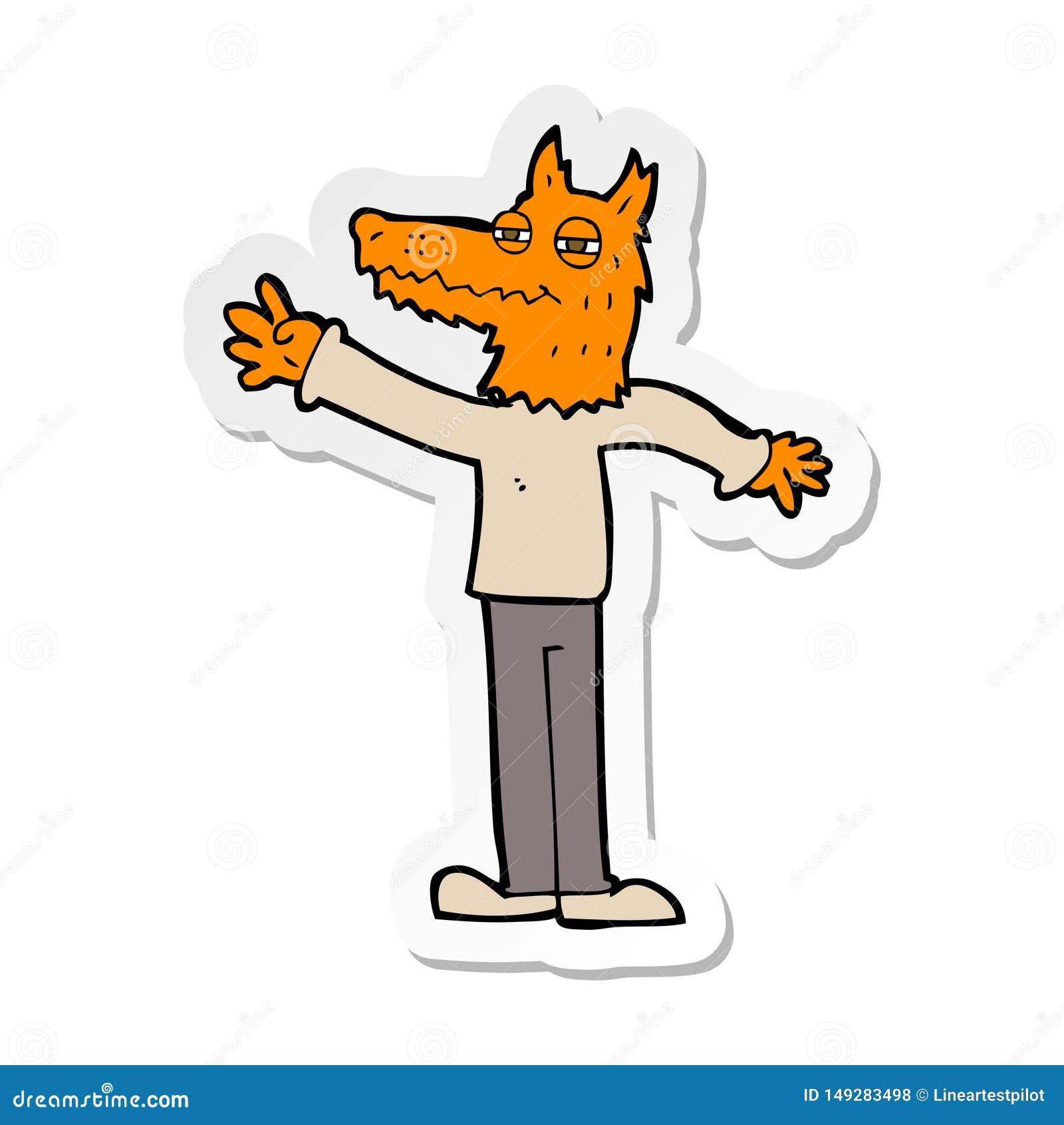 Sticker of a Cartoon Waving Fox Stock Vector - Illustration of retro ...