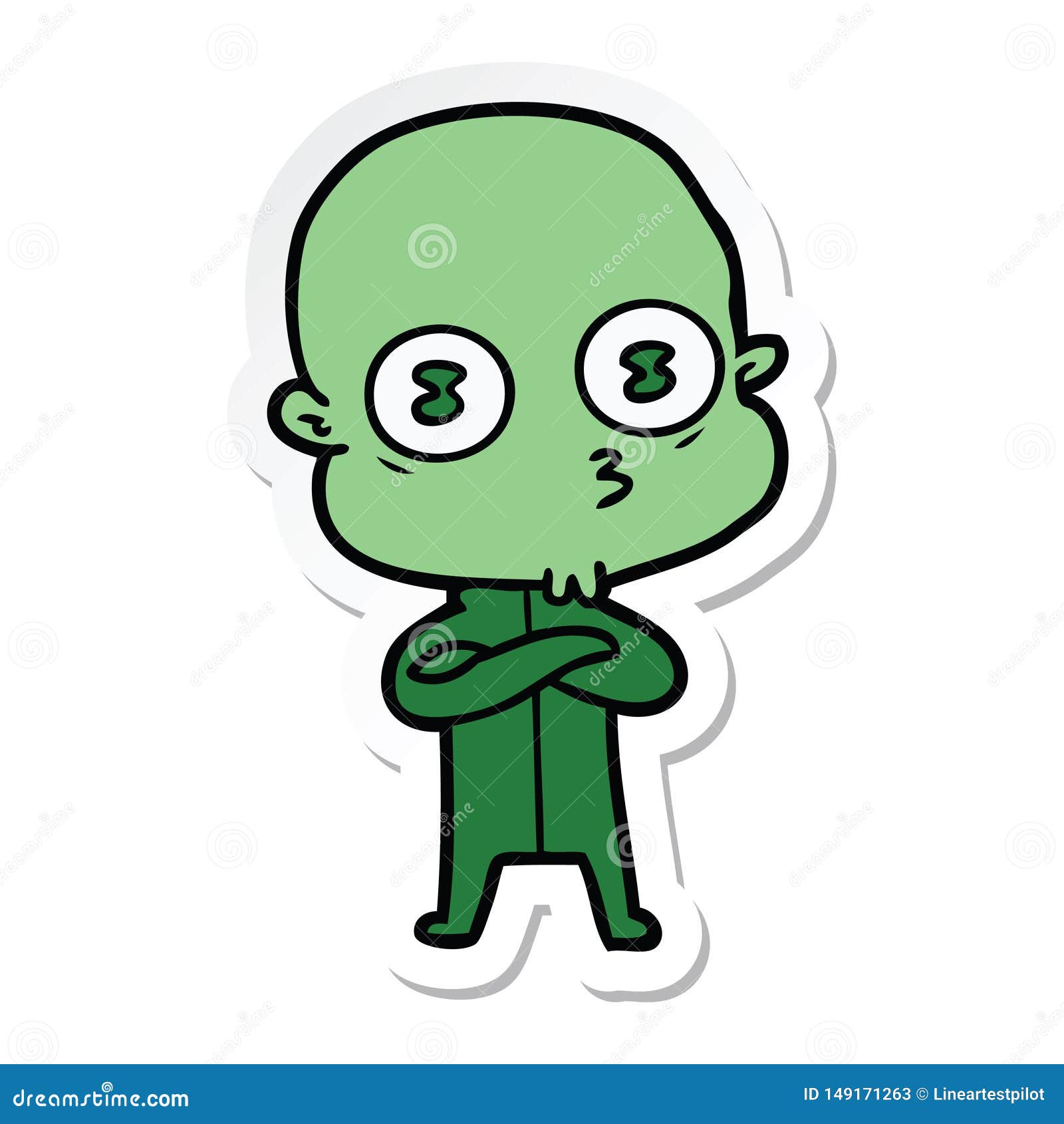 Sticker of a Cartoon Weird Bald Spaceman Stock Vector - Illustration of ...