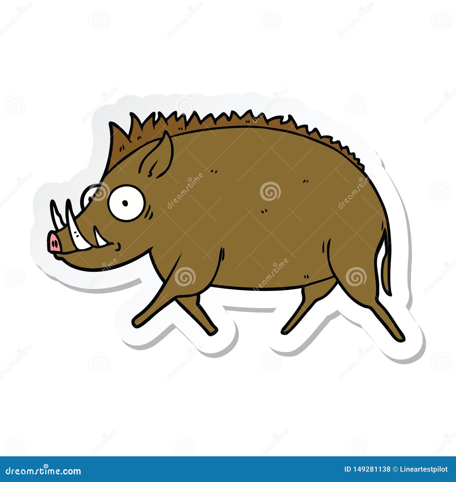 Sticker of a Cartoon Wild Boar Stock Vector - Illustration of label ...