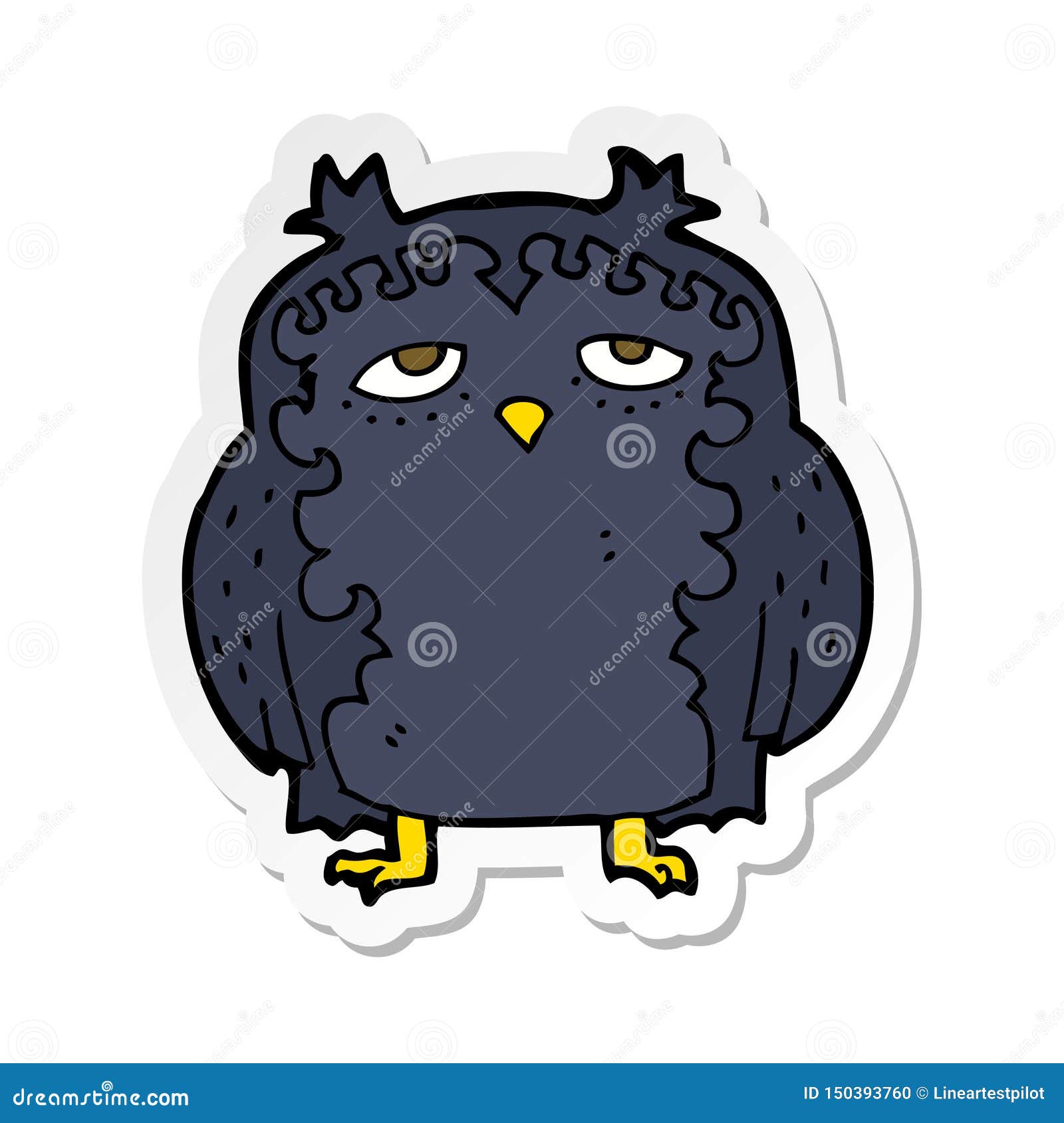 Sticker of a Cartoon Wise Old Owl Stock Vector - Illustration of doodle ...