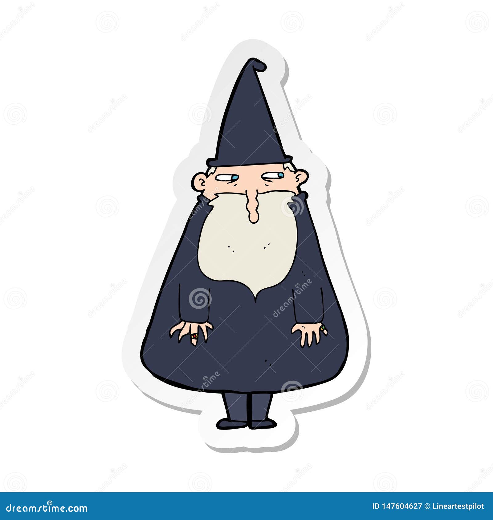 Sticker of a Cartoon Wizard Stock Vector - Illustration of cheerful ...