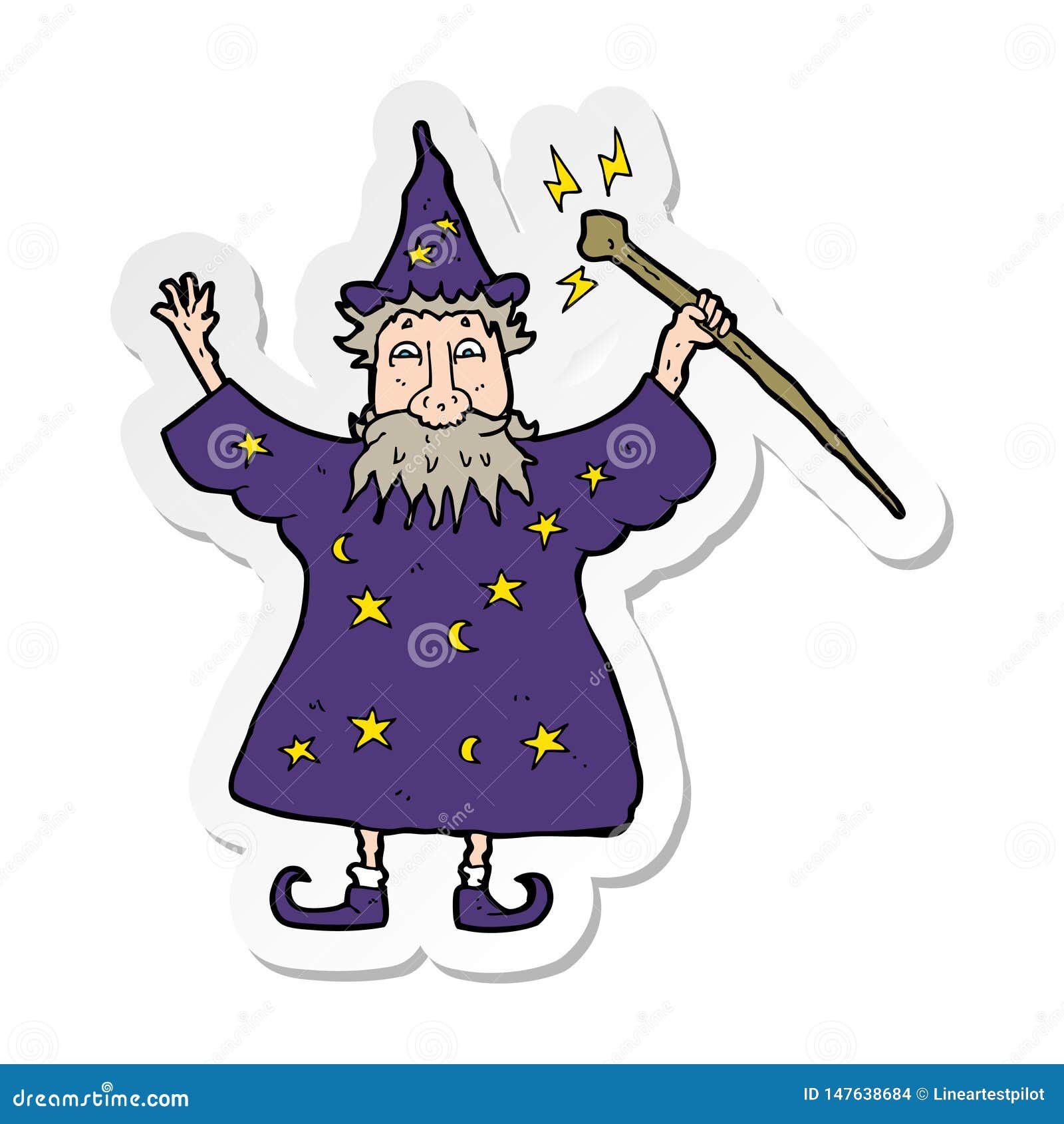 Sticker of a Cartoon Wizard Stock Vector - Illustration of halloween ...