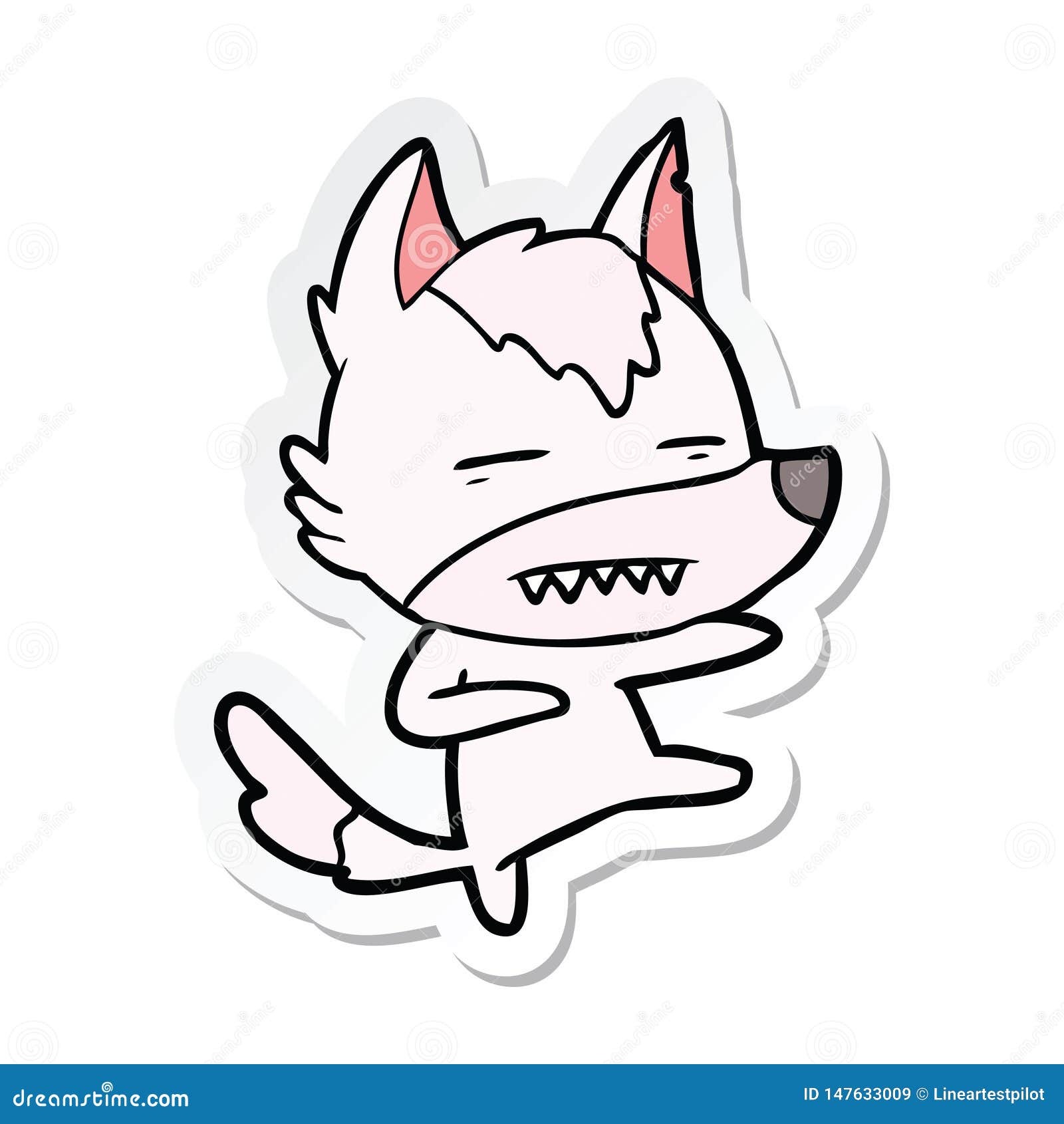 Sticker of a Cartoon Wolf Kicking Stock Vector - Illustration of ...