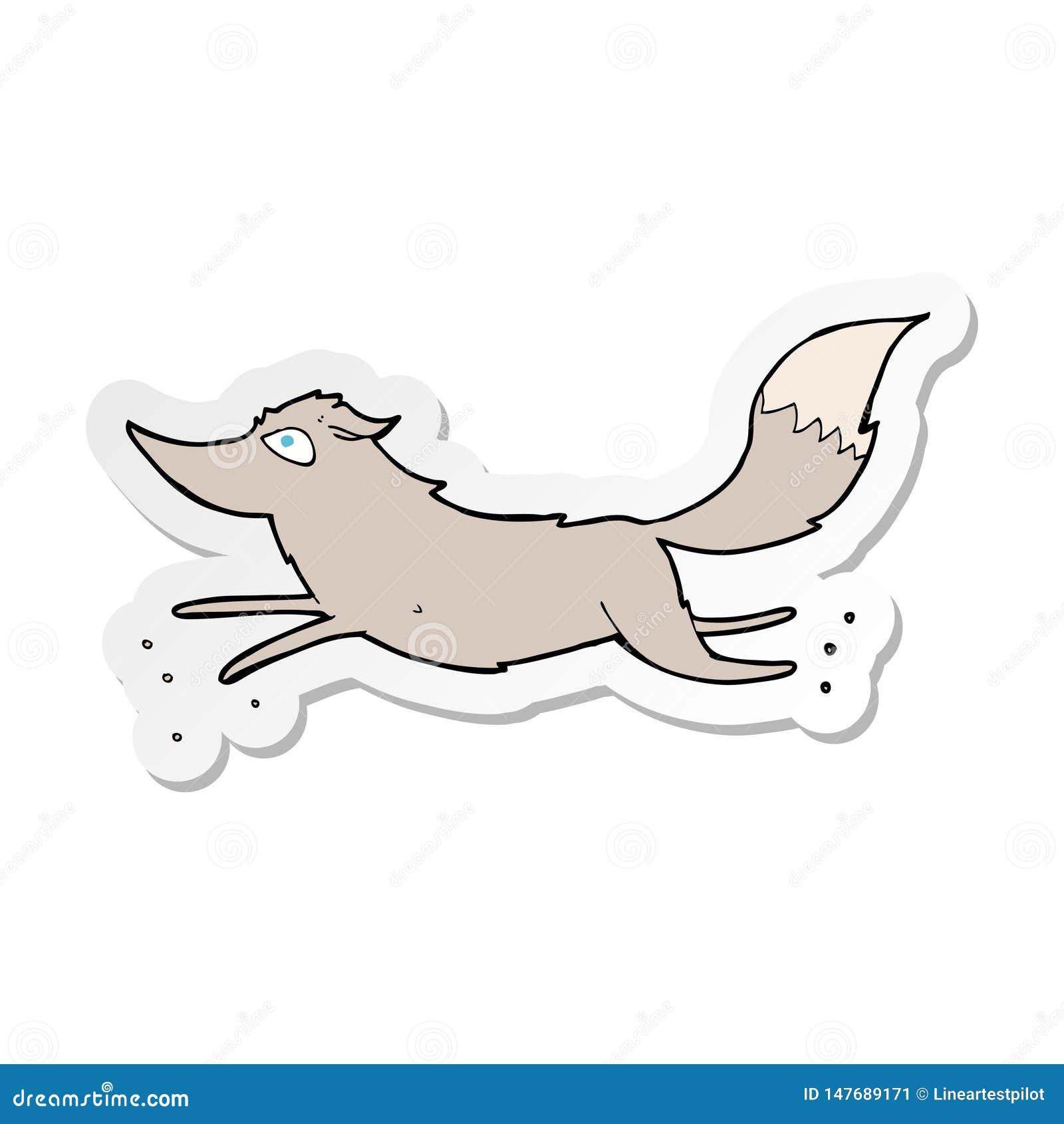 Sticker of a Cartoon Wolf Running Stock Vector - Illustration of ...