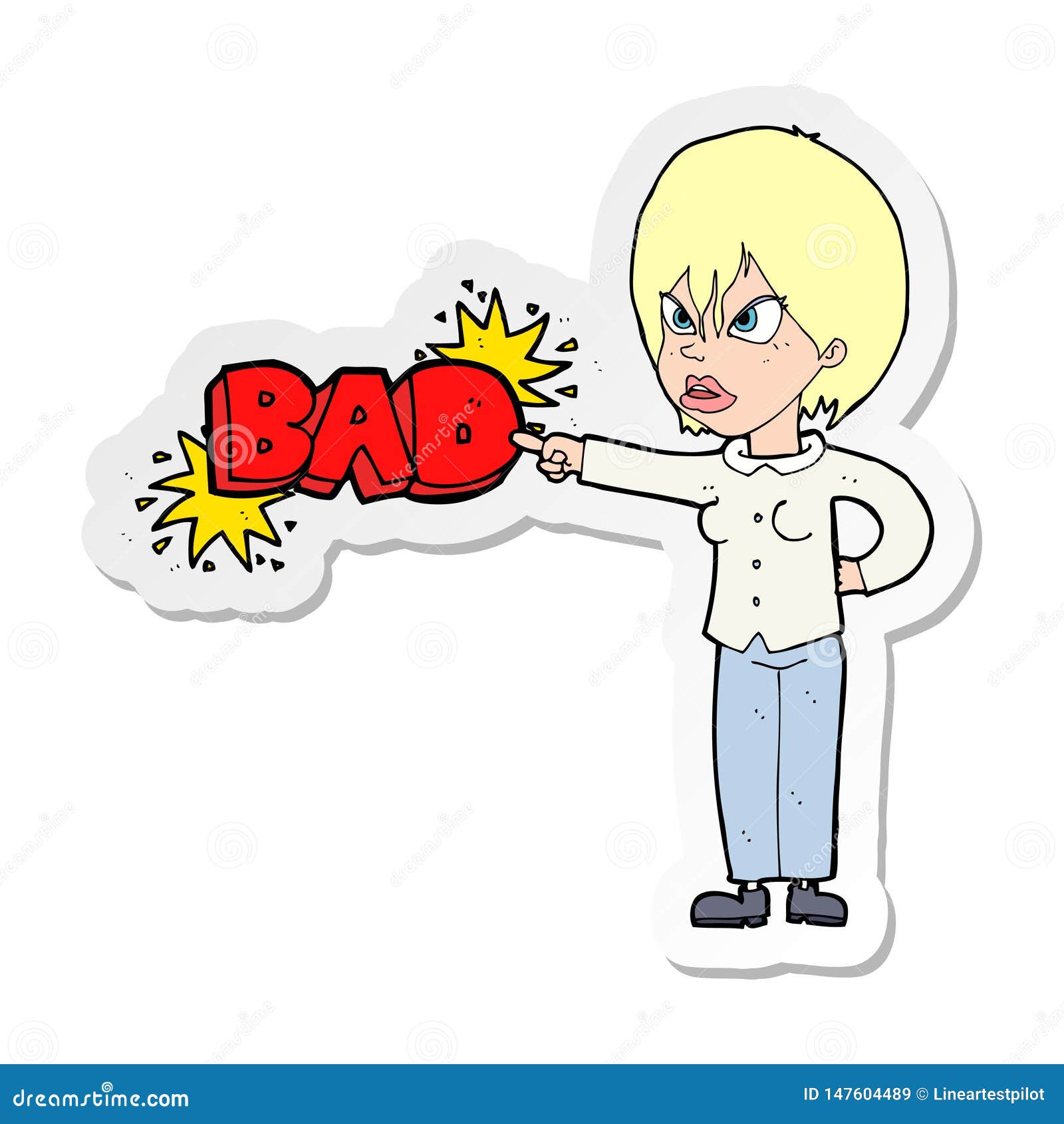 Sticker of a Cartoon Woman Accusing Stock Vector - Illustration of ...