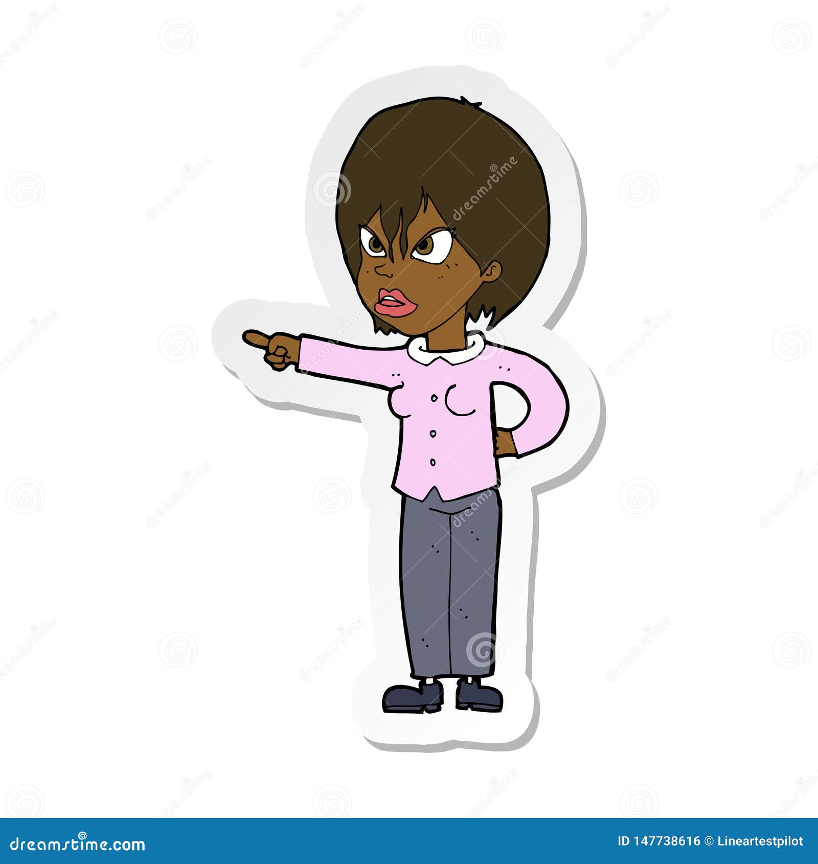 Sticker of a Cartoon Woman Accusing Stock Vector - Illustration of ...