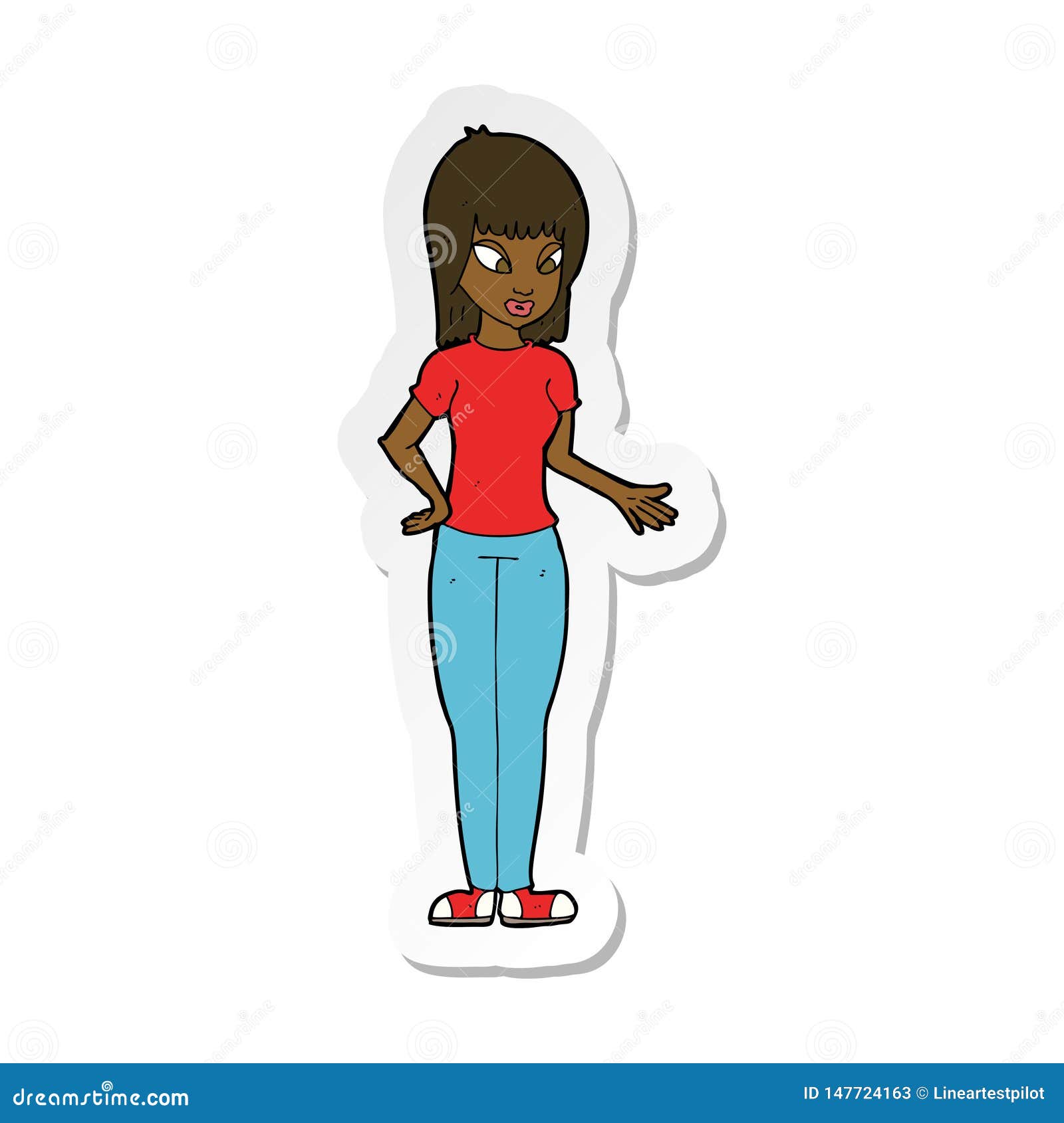 Sticker of a Cartoon Woman Explaining Stock Vector - Illustration of ...