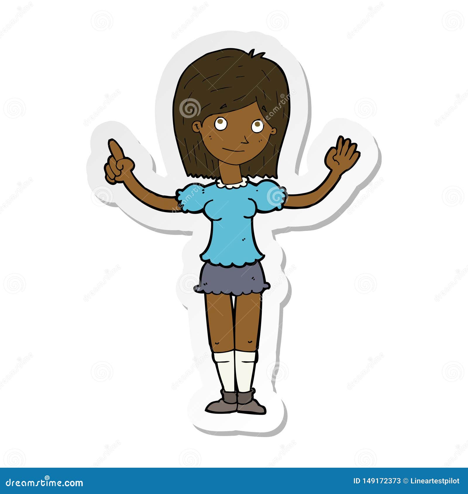 Sticker of a Cartoon Woman Explaining Idea Stock Vector - Illustration ...