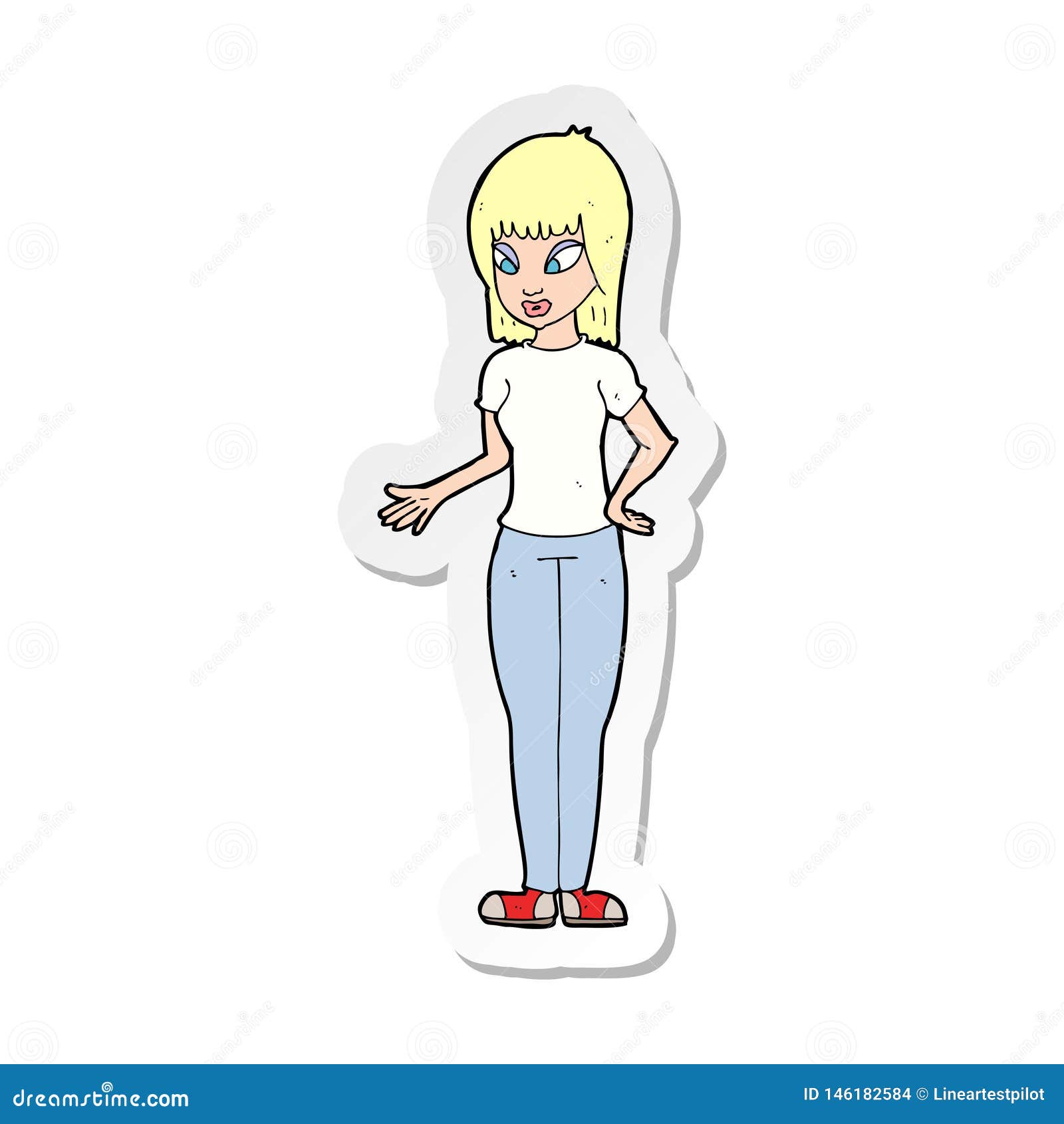 Sticker of a Cartoon Woman Explaining Stock Vector - Illustration of ...