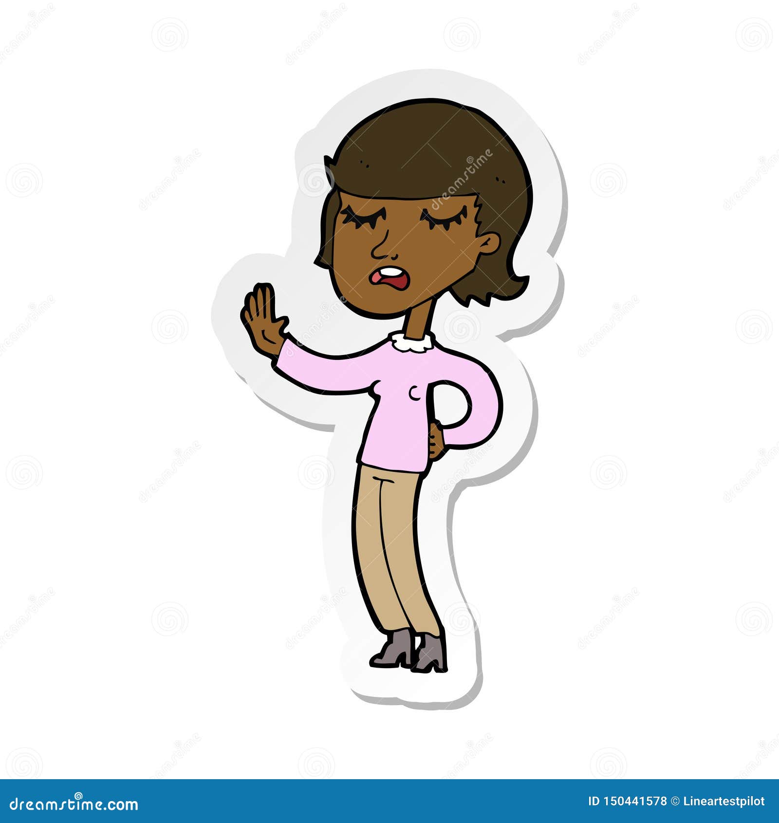 Sticker of a Cartoon Woman Ignoring Stock Vector - Illustration of hand ...