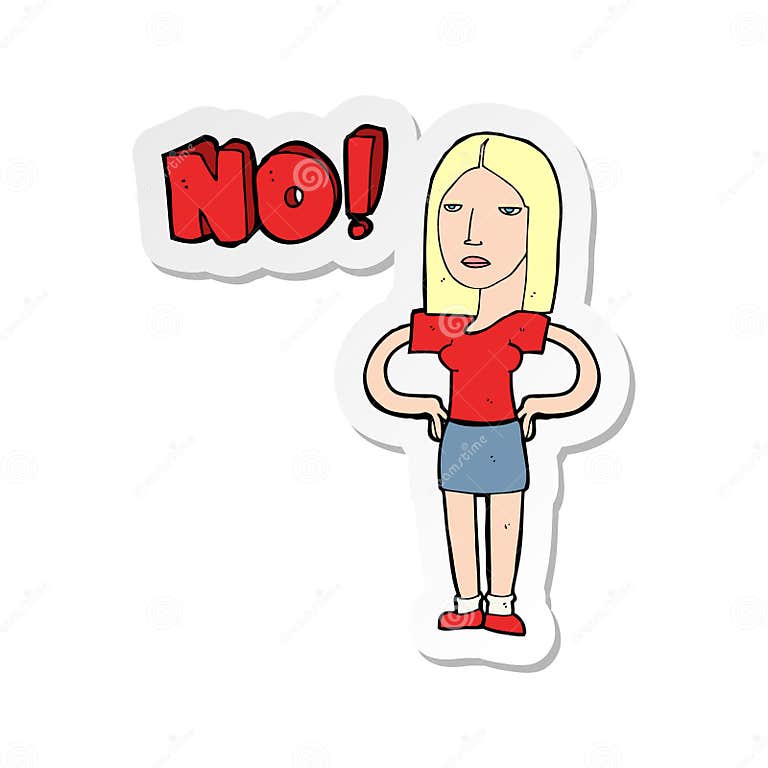 Sticker Of A Cartoon Woman Saying No Stock Vector Illustration Of