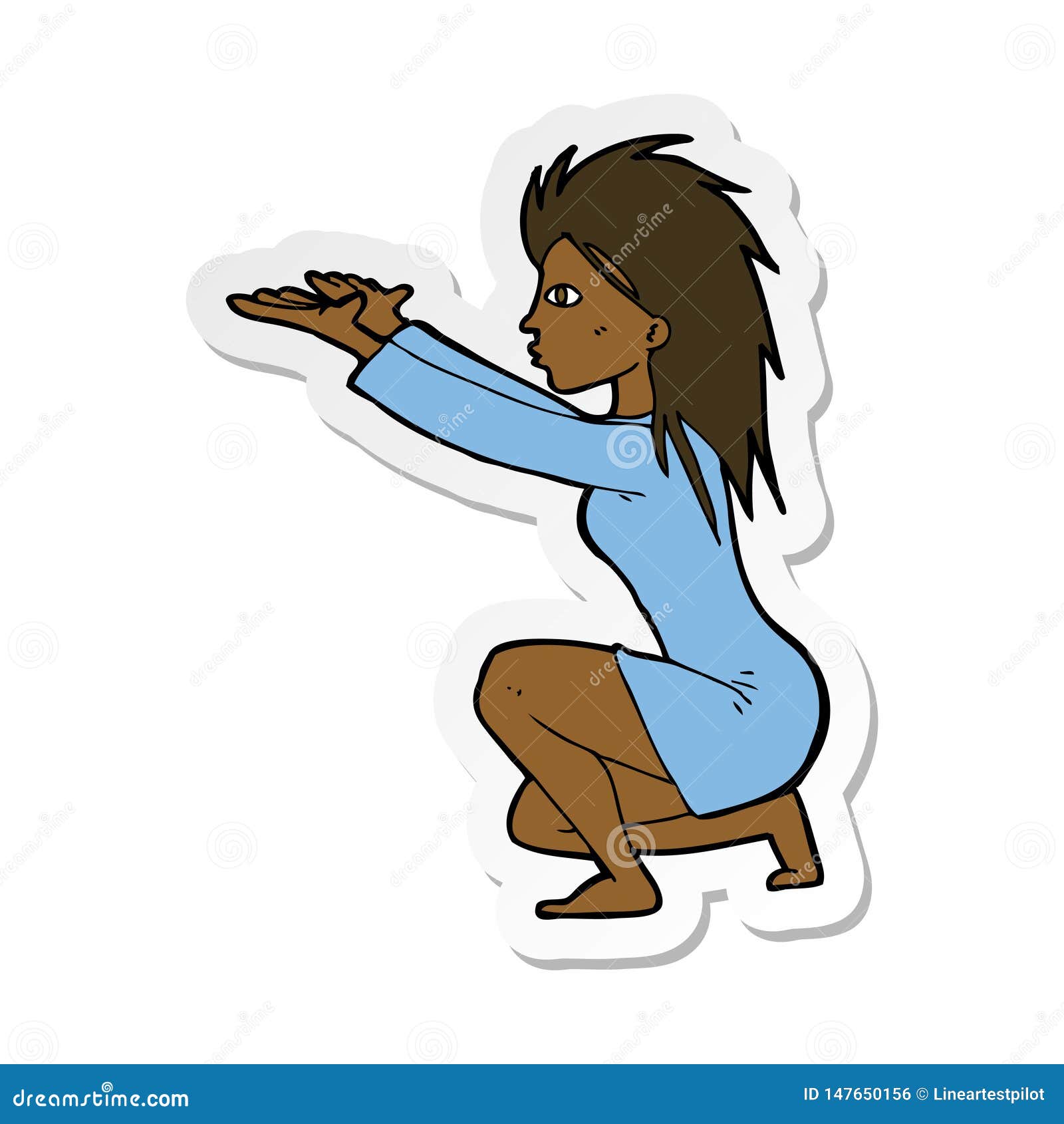 Sticker of a Cartoon Womn Casting Spel Stock Vector - Illustration of ...