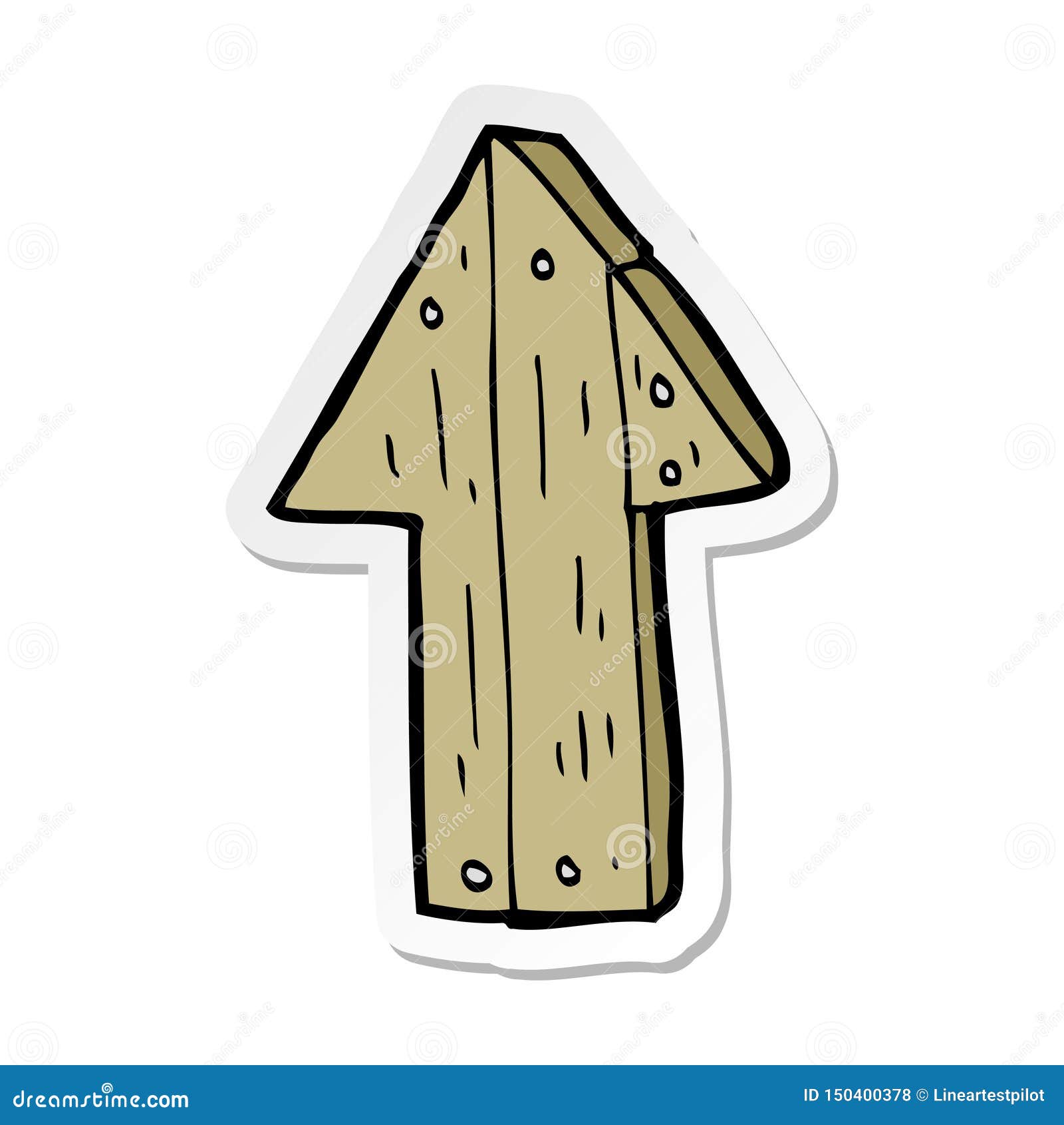 Sticker of a Cartoon Wooden Direction Arrow Stock Vector - Illustration ...