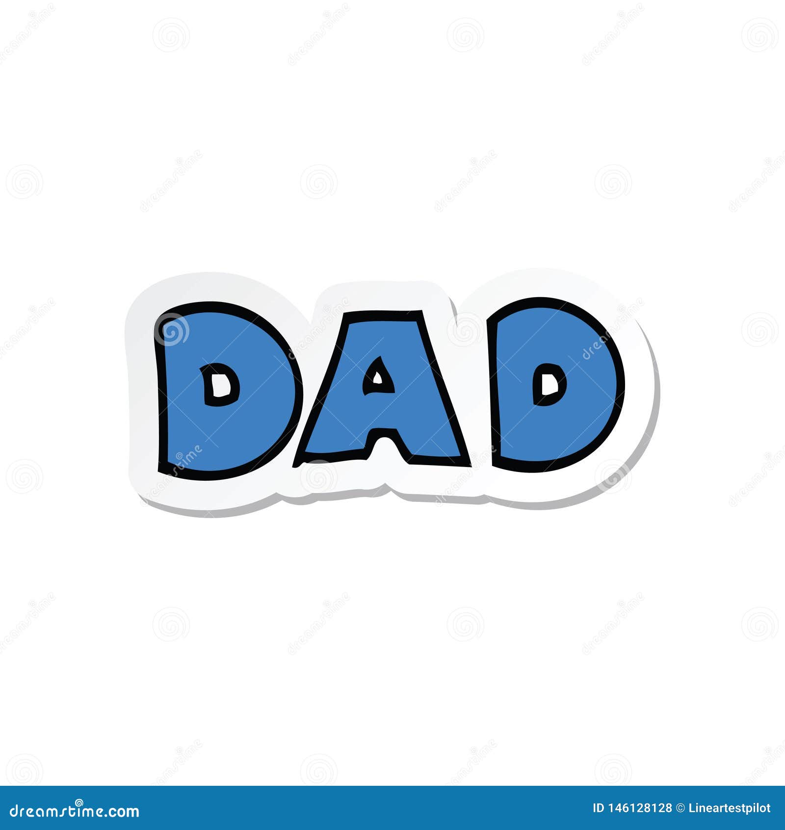 Sticker of a Cartoon Word Dad Stock Vector - Illustration of drawn ...