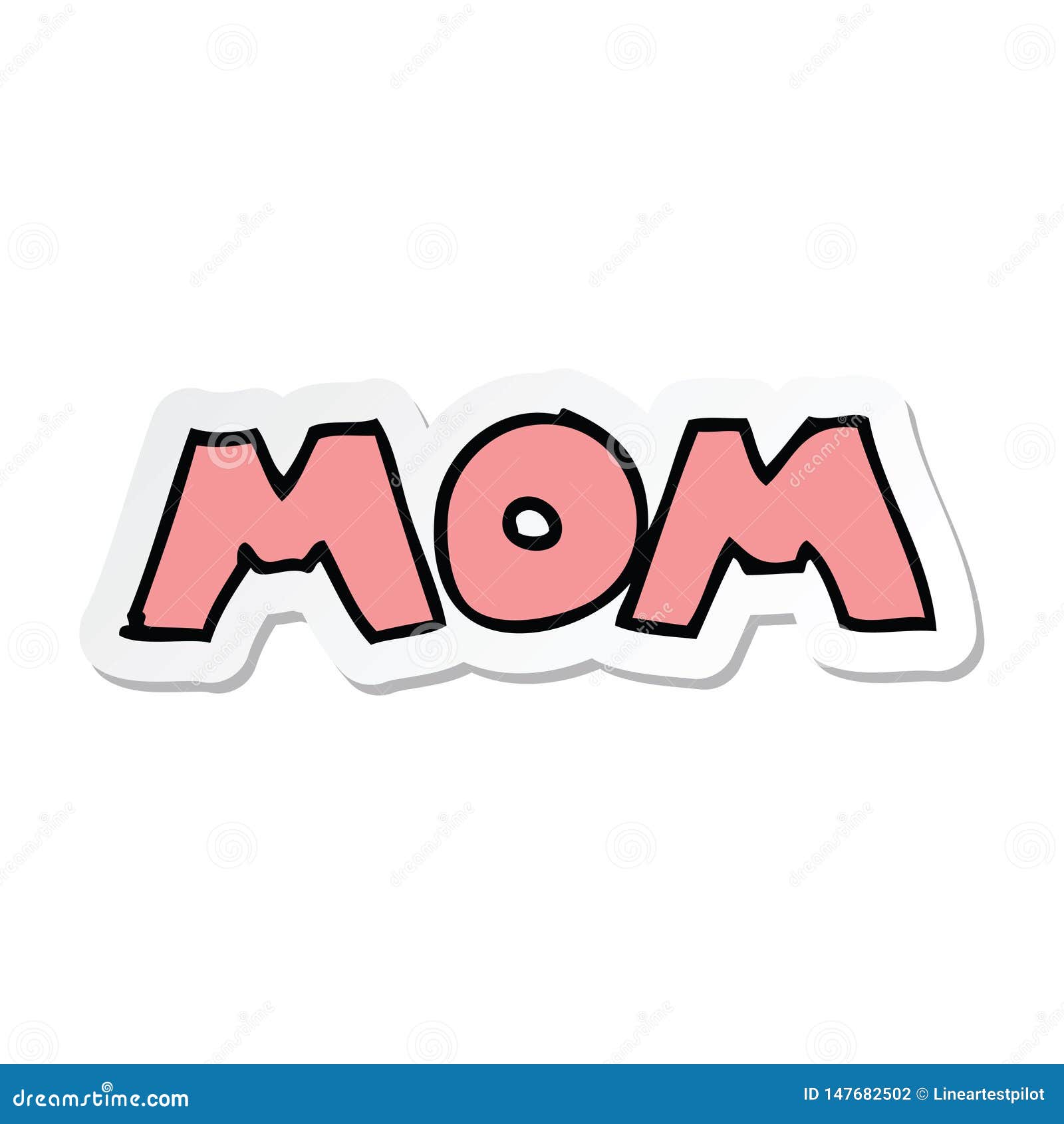 Sticker of a Cartoon Word Mom Stock Vector - Illustration of icon, sign ...