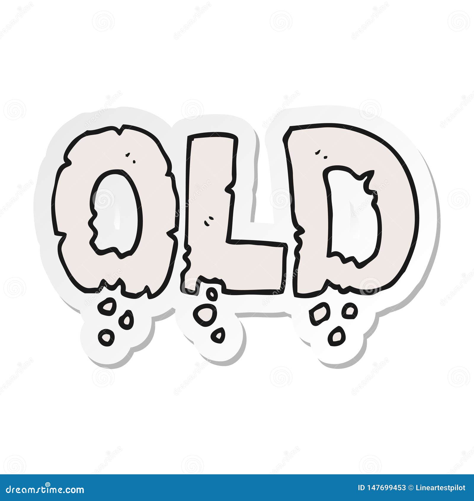 Sticker of a Cartoon Word Old Stock Vector - Illustration of hand, text ...