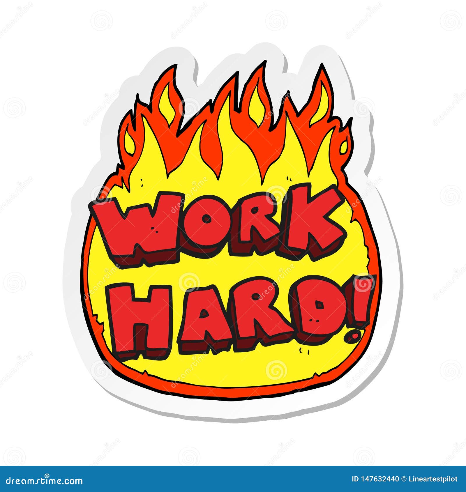 Sticker of a Cartoon Work Hard Symbol Stock Vector - Illustration of ...