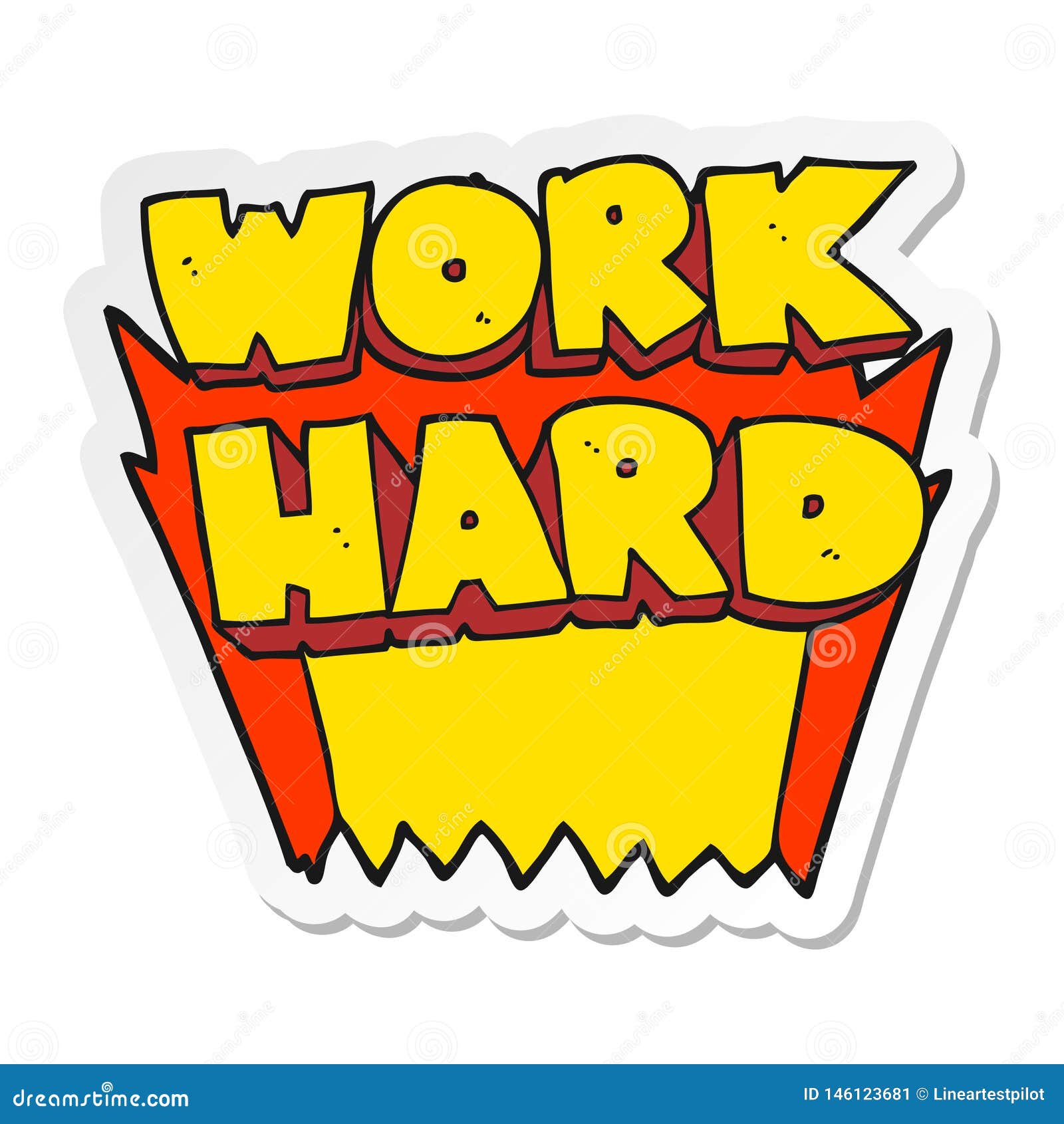 Sticker of a Cartoon Work Hard Symbol Stock Vector - Illustration of ...