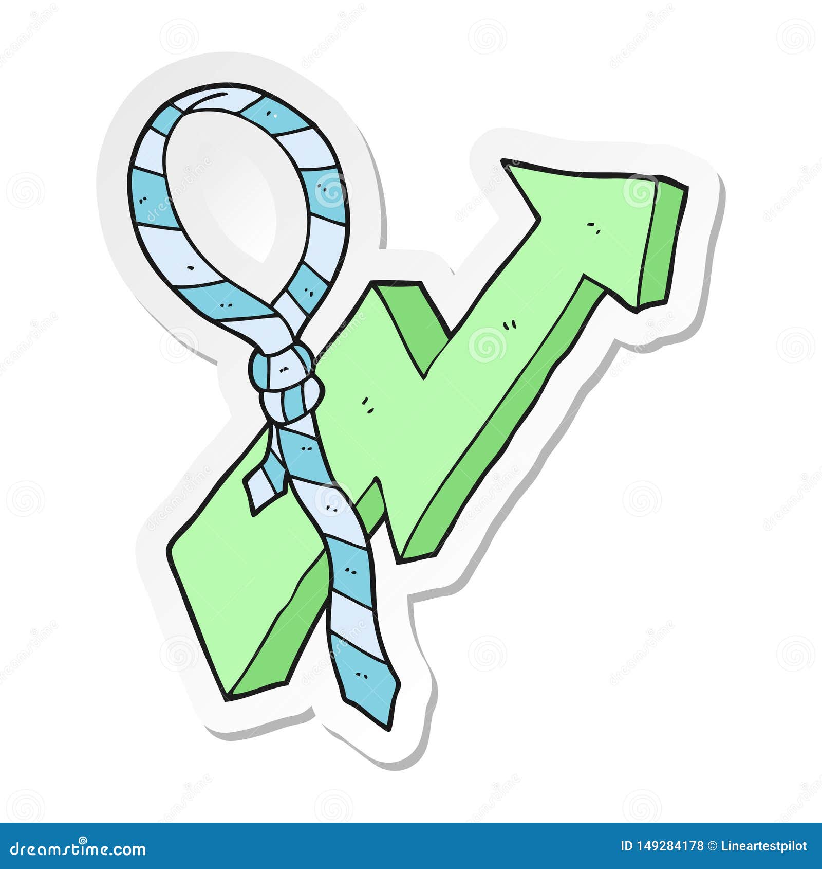 Sticker of a Cartoon Work Tie and Arrow Progress Symbol Stock Vector ...