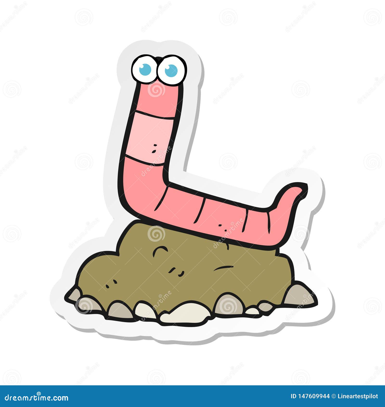 Sticker of a cartoon worm stock vector. Illustration of symbol - 147609944