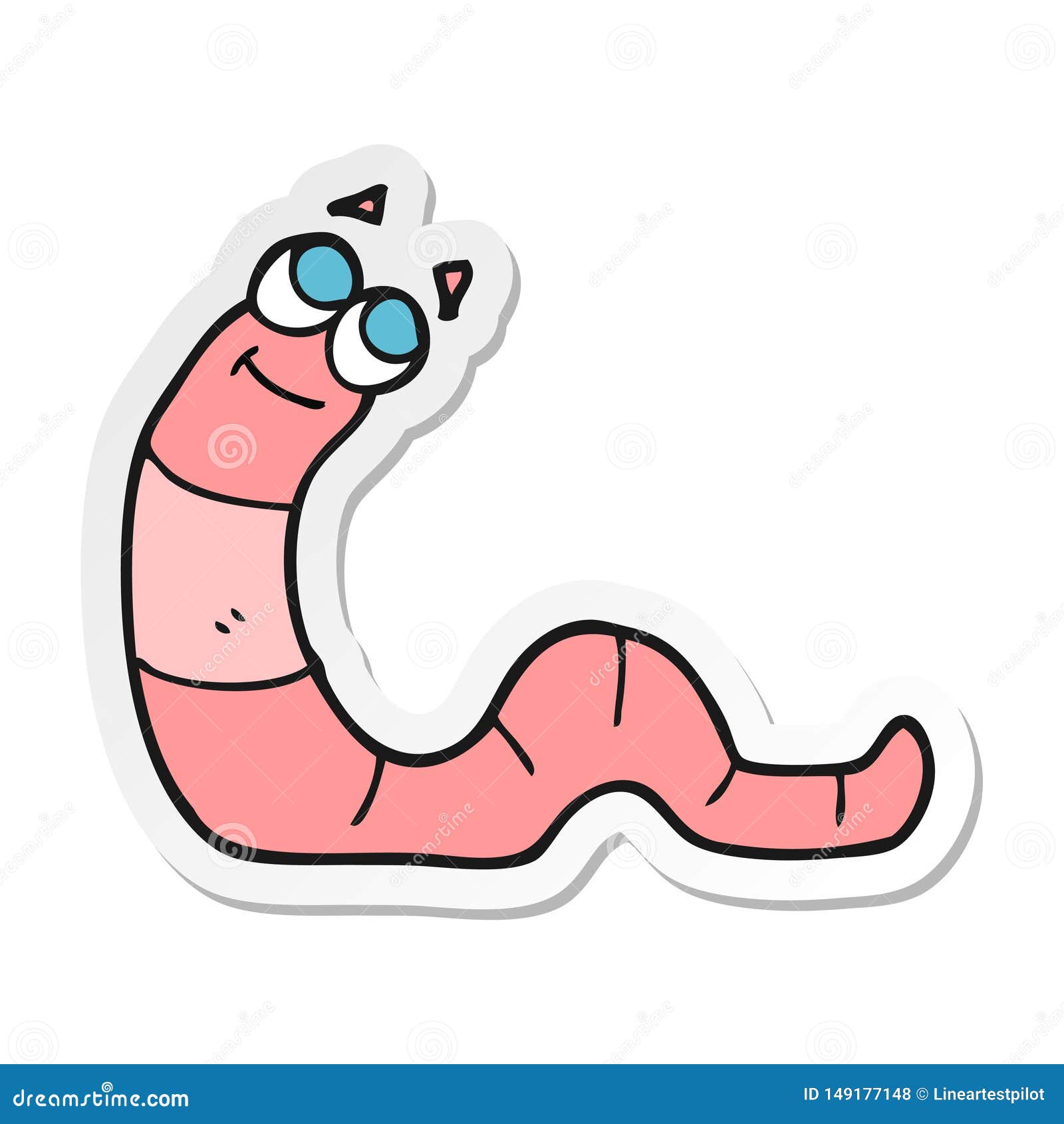 Sticker of a cartoon worm stock vector. Illustration of symbol - 149177148
