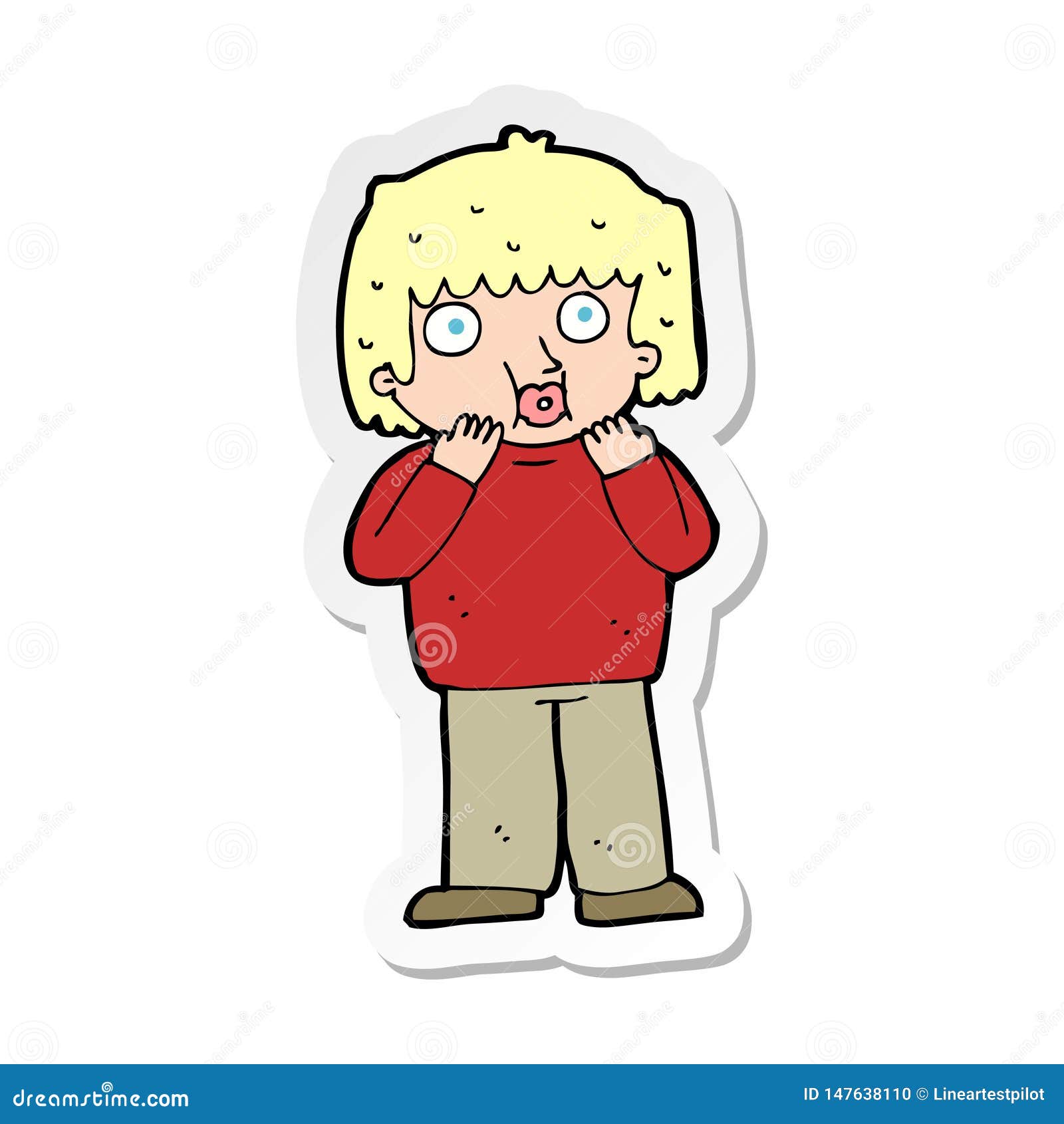 Sticker of a Cartoon Worried Boy Stock Vector - Illustration of icon ...