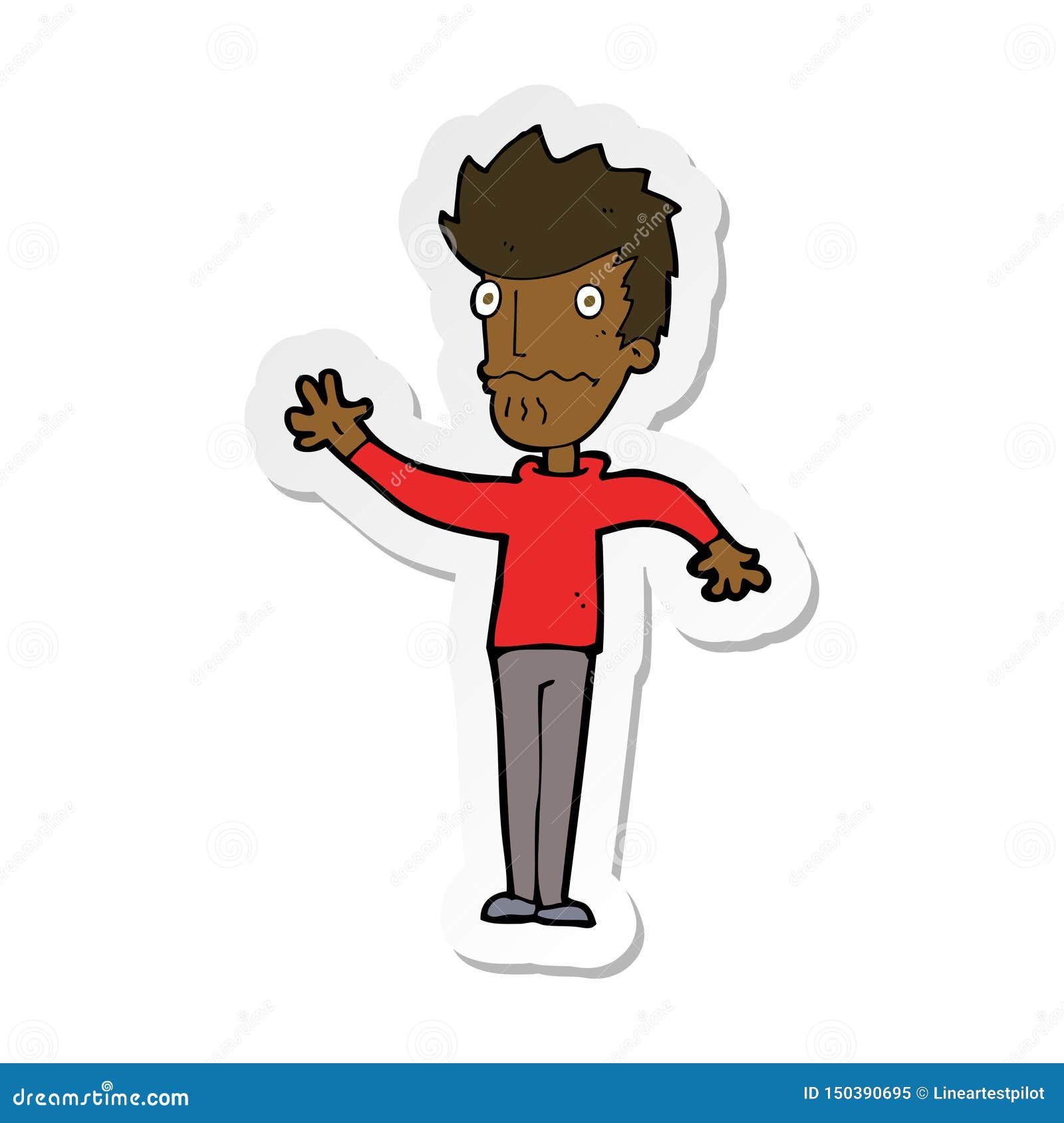 Sticker of a Cartoon Worried Man Reaching Out Stock Vector ...