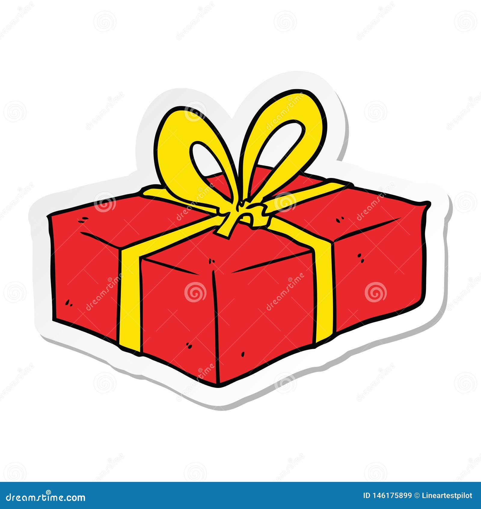 Sticker of a Cartoon Wrapped Gift Stock Vector - Illustration of xmas ...