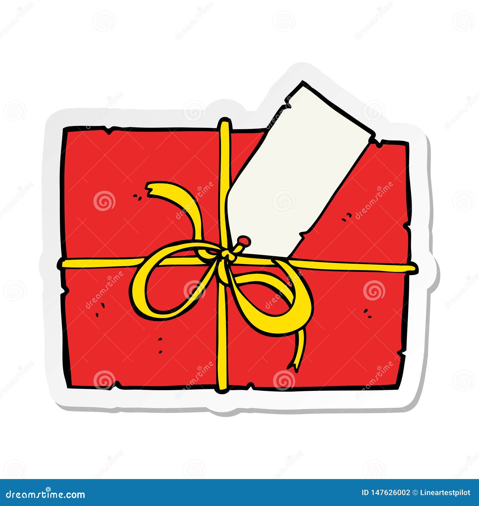 Sticker of a Cartoon Wrapped Present Stock Vector - Illustration of ...