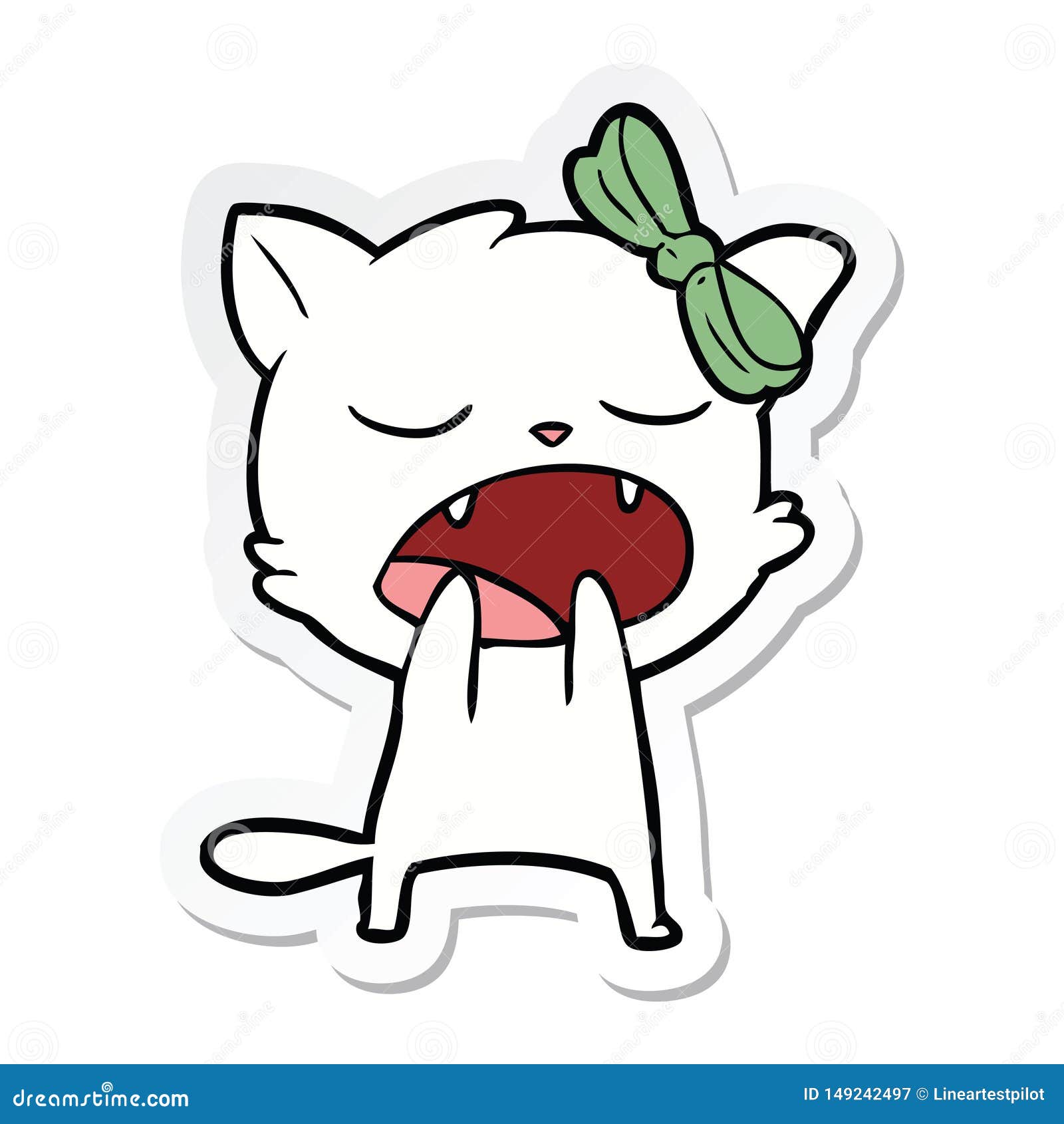 Sticker of a Cartoon Yawning Cat Stock Vector - Illustration of icon ...