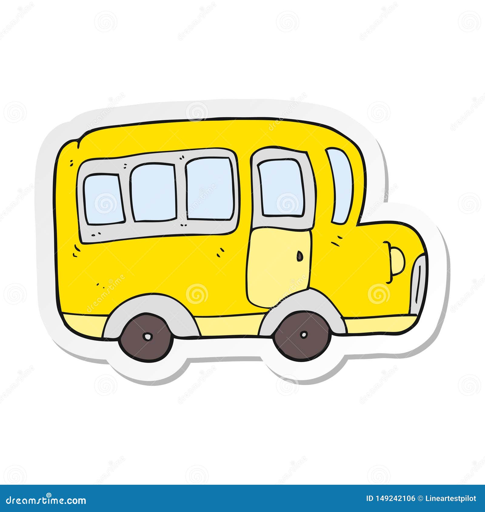 Sticker of a Cartoon Yellow School Bus Stock Vector - Illustration of ...
