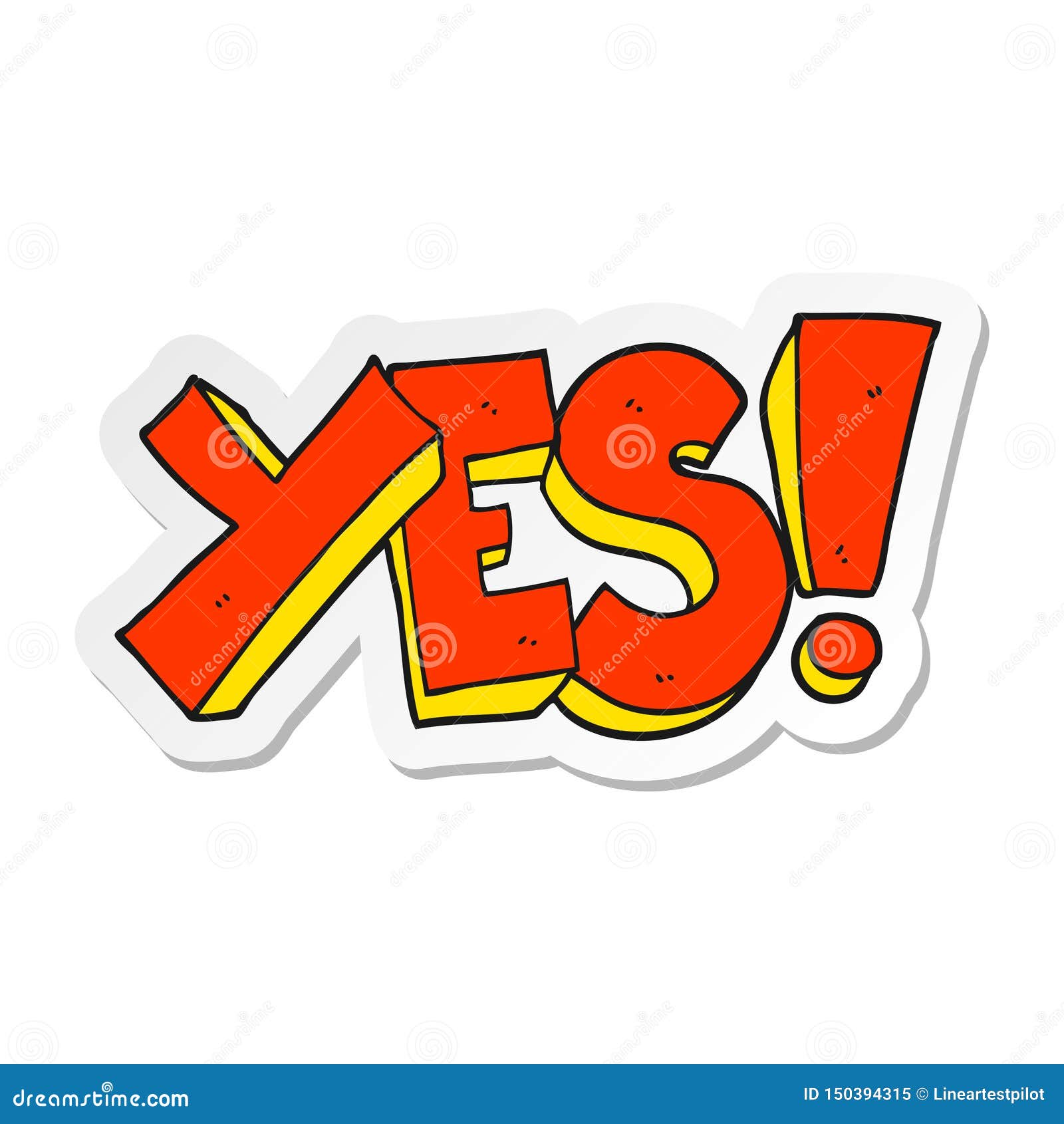 Sticker of a Cartoon Yes Symbol Stock Vector - Illustration of word ...