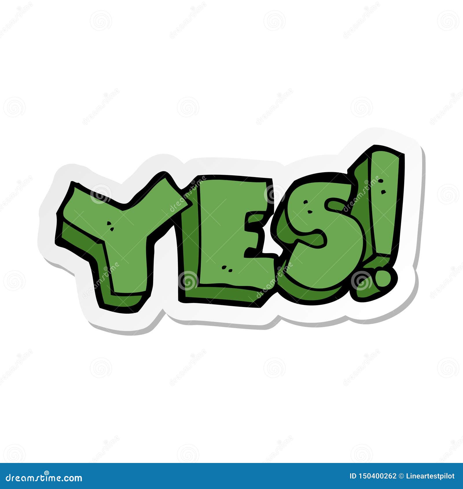 Sticker of a Cartoon Yes Symbol Stock Vector - Illustration of quirky ...