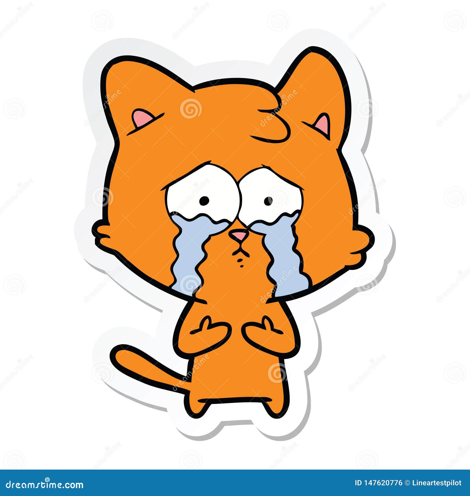 Sticker of a Cat Crying Cartoon Stock Vector - Illustration of funny ...