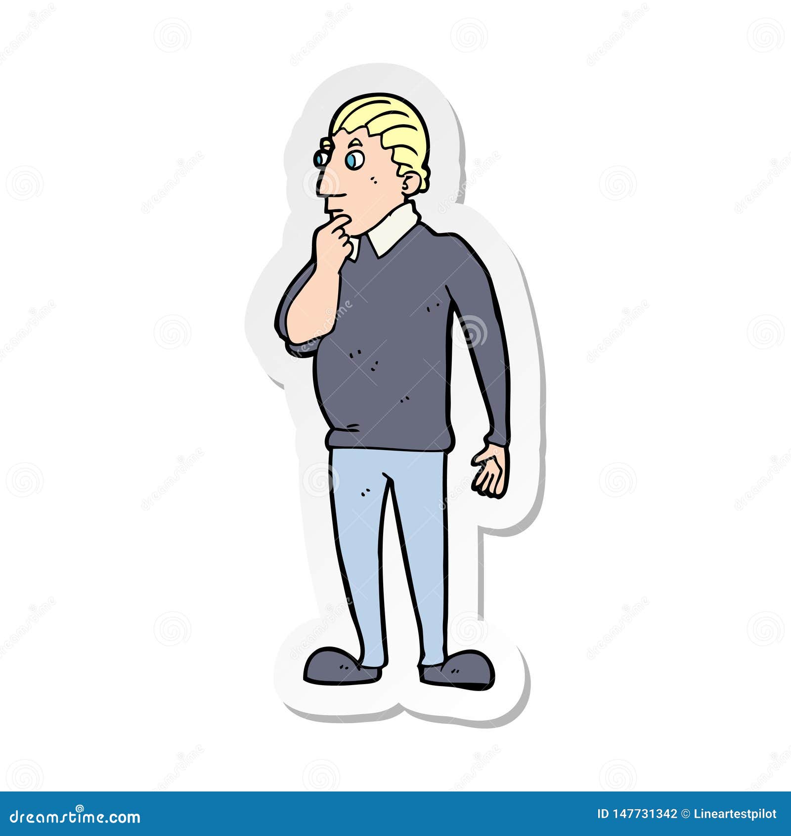 Sticker of a Catoon Curious Man Stock Vector - Illustration of funny ...