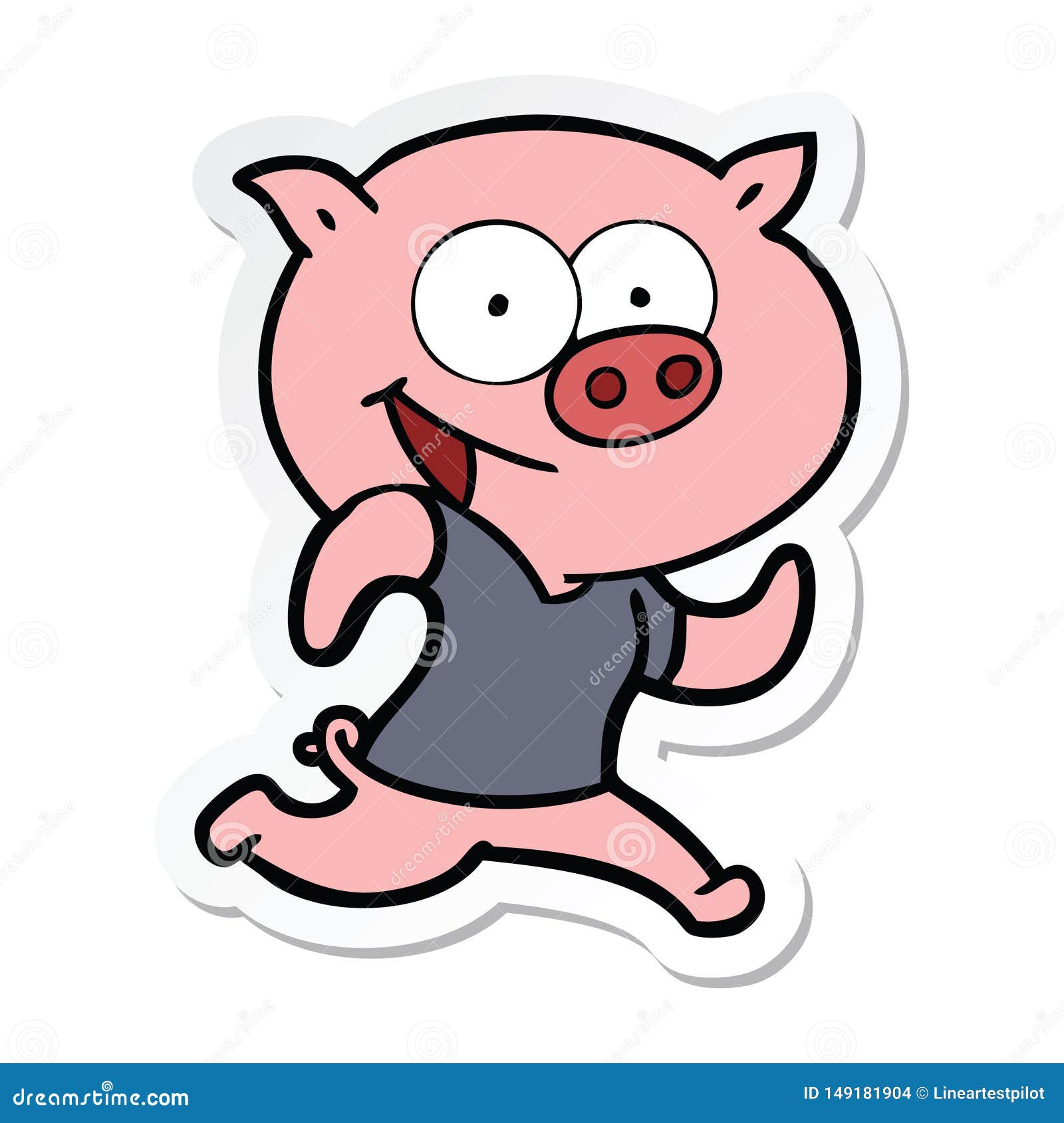 Sticker of a Cheerful Pig Exercising Cartoon Stock Vector ...