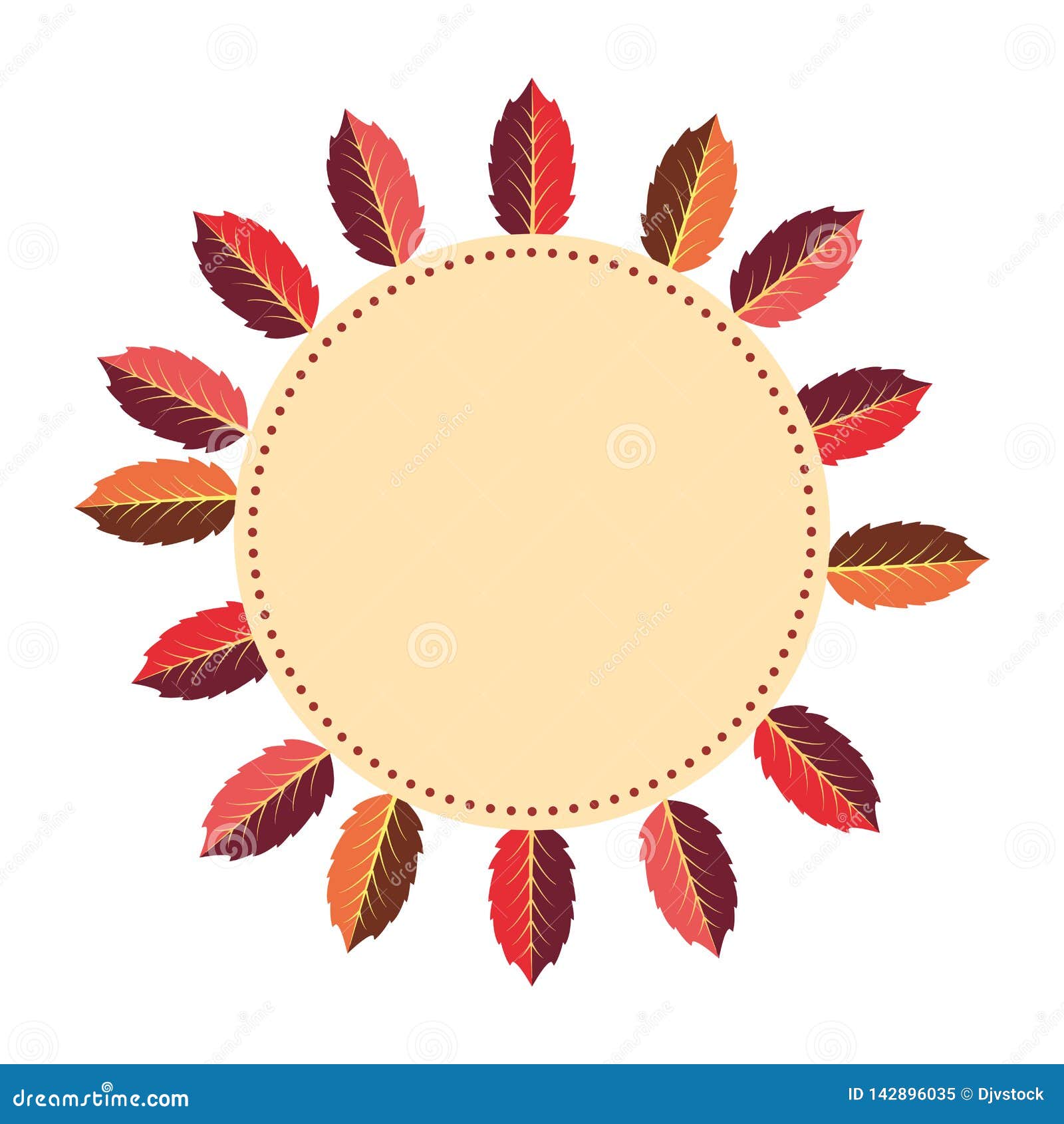 Sticker Circle Decoration Leaves Background Stock Vector - Illustration ...