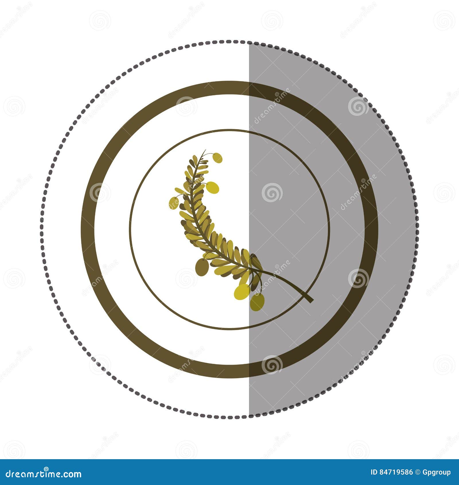 Sticker Circular with Branch with Multiple Leaves Stock Vector ...