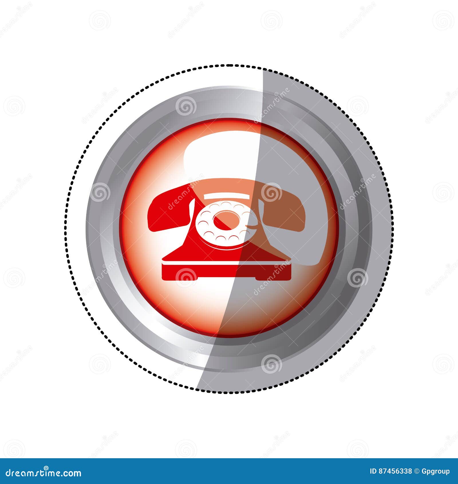 Sticker Circular Button Red Old Phone Icon Stock Illustration ...