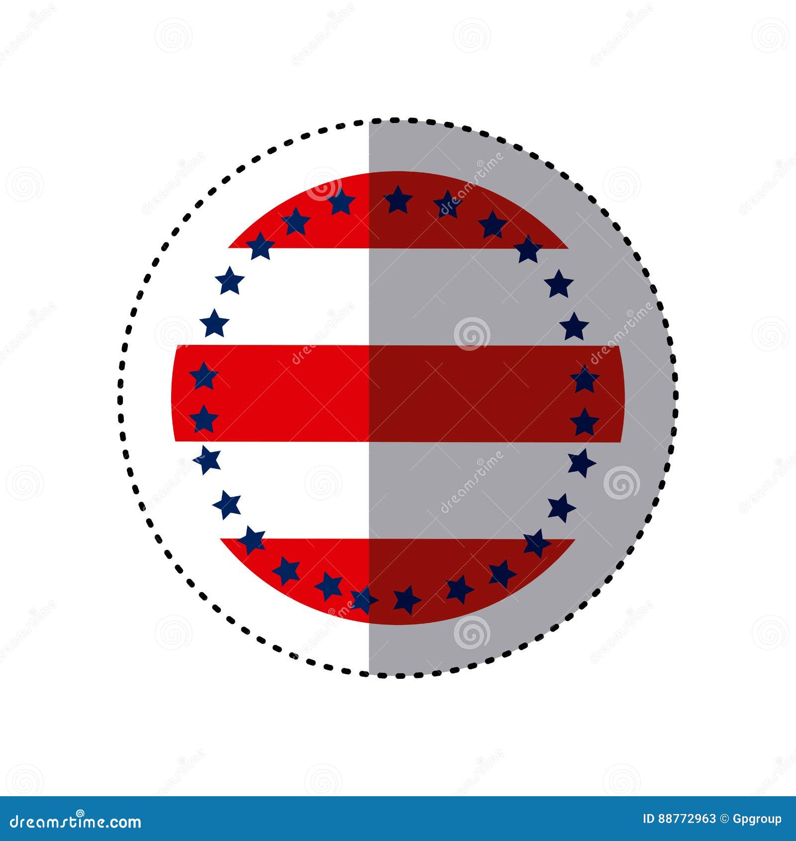 Sticker Circular Emblem Flag with Stars Stock Illustration ...