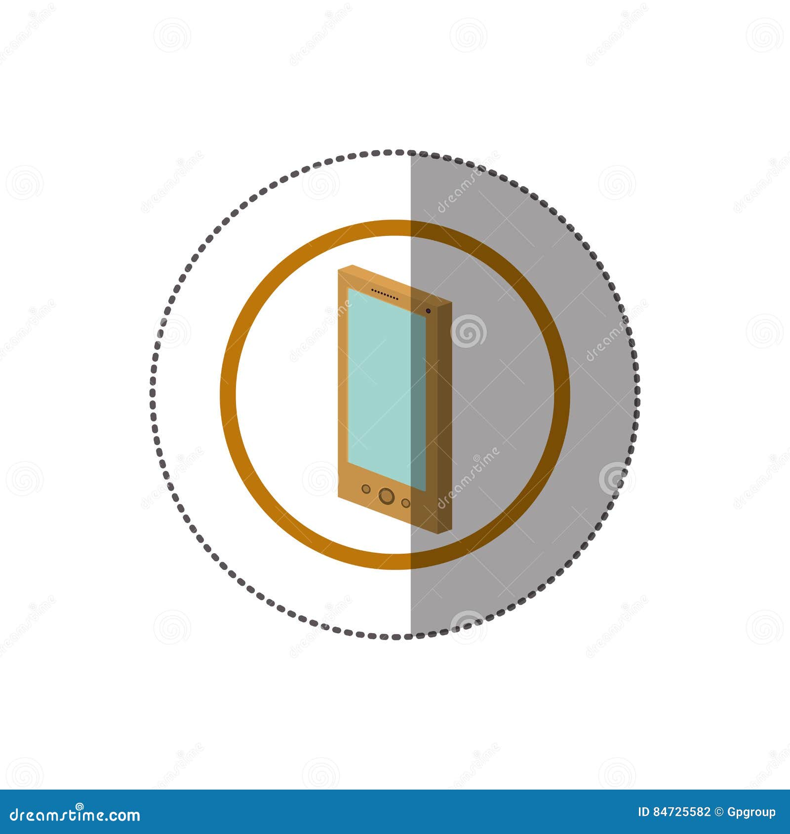 Sticker with Circular Shape of Colorful Smartphone Stock Vector ...