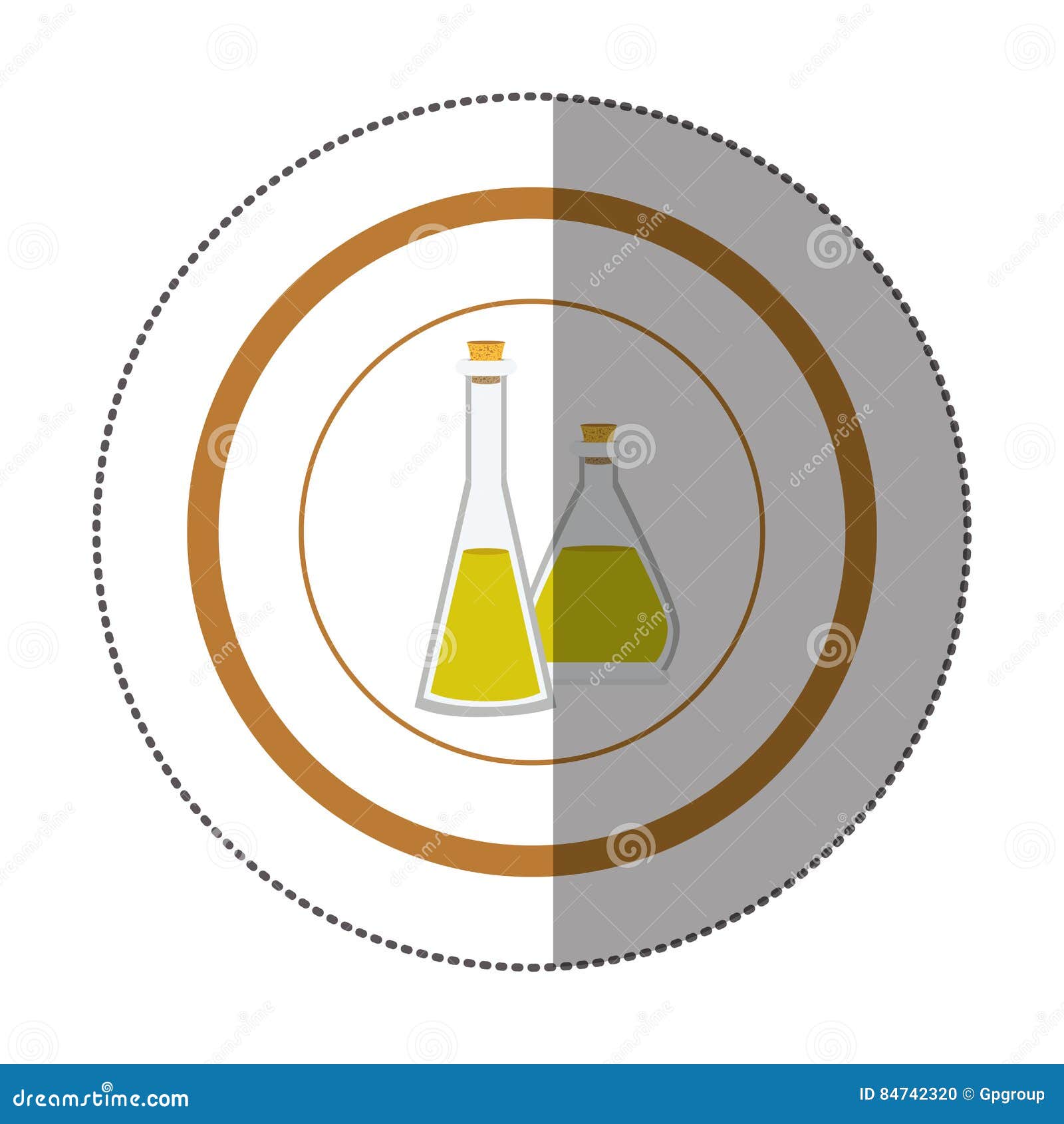 Sticker Circular Shape with Glass Jars with Cork Stoppers Stock Vector ...