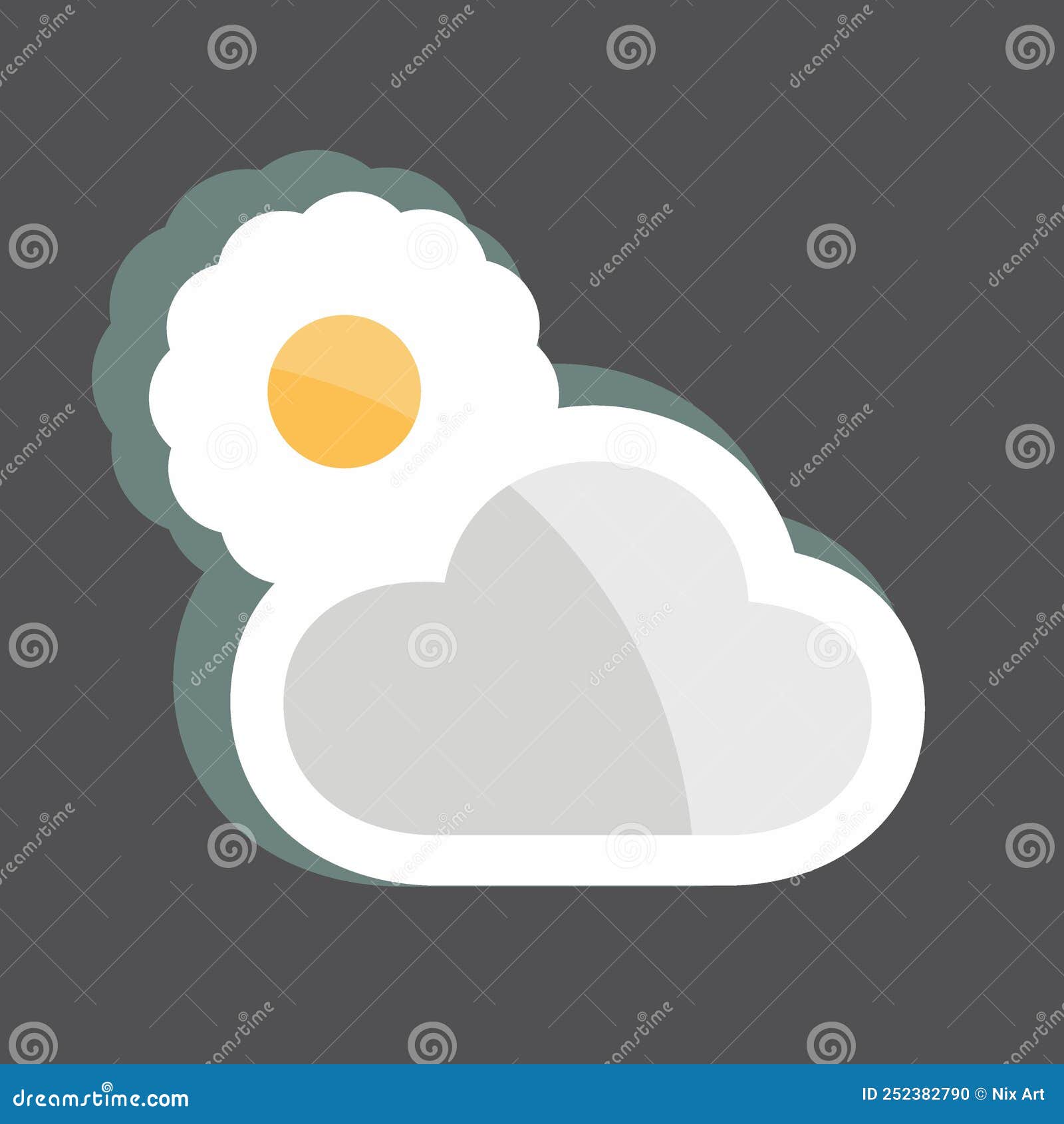 Sticker Cloudy Weather. Suitable for Spring Symbol. Simple Design ...