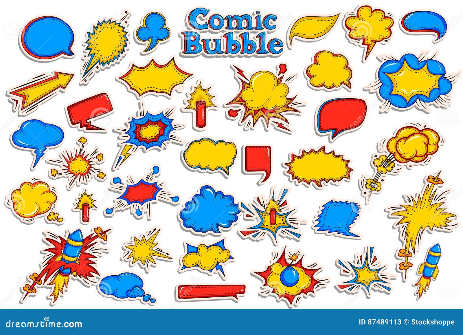 Sticker Collection for Comic Style Chat Bubble Stock Vector ...