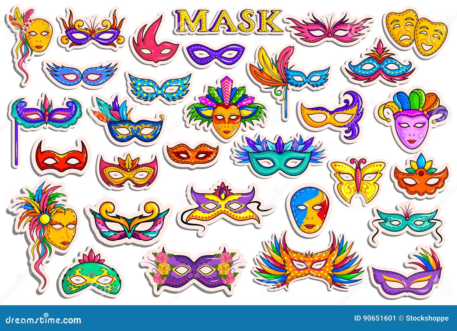 Sticker Collection for Masquerade Party Masks Stock Vector ...