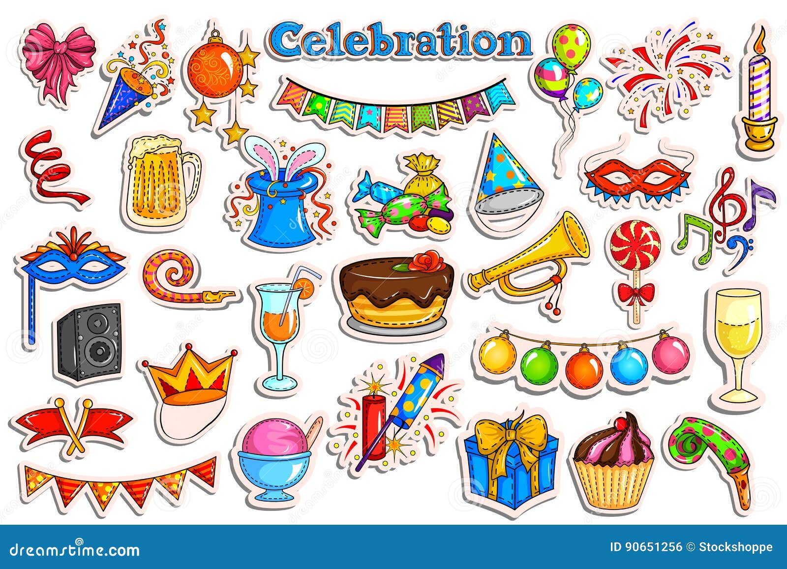 Sticker Collection for Party and Celebration Label Stock Vector ...