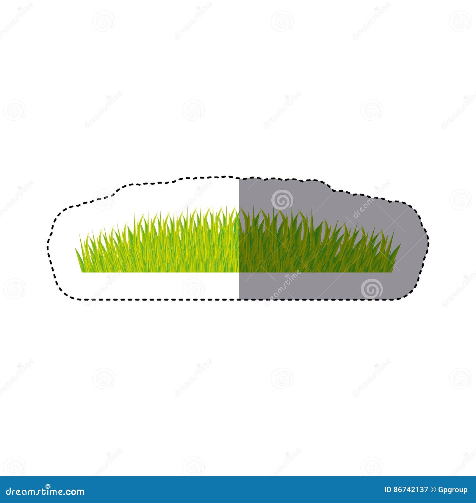 Sticker Color Background with Green Grass Stock Illustration ...
