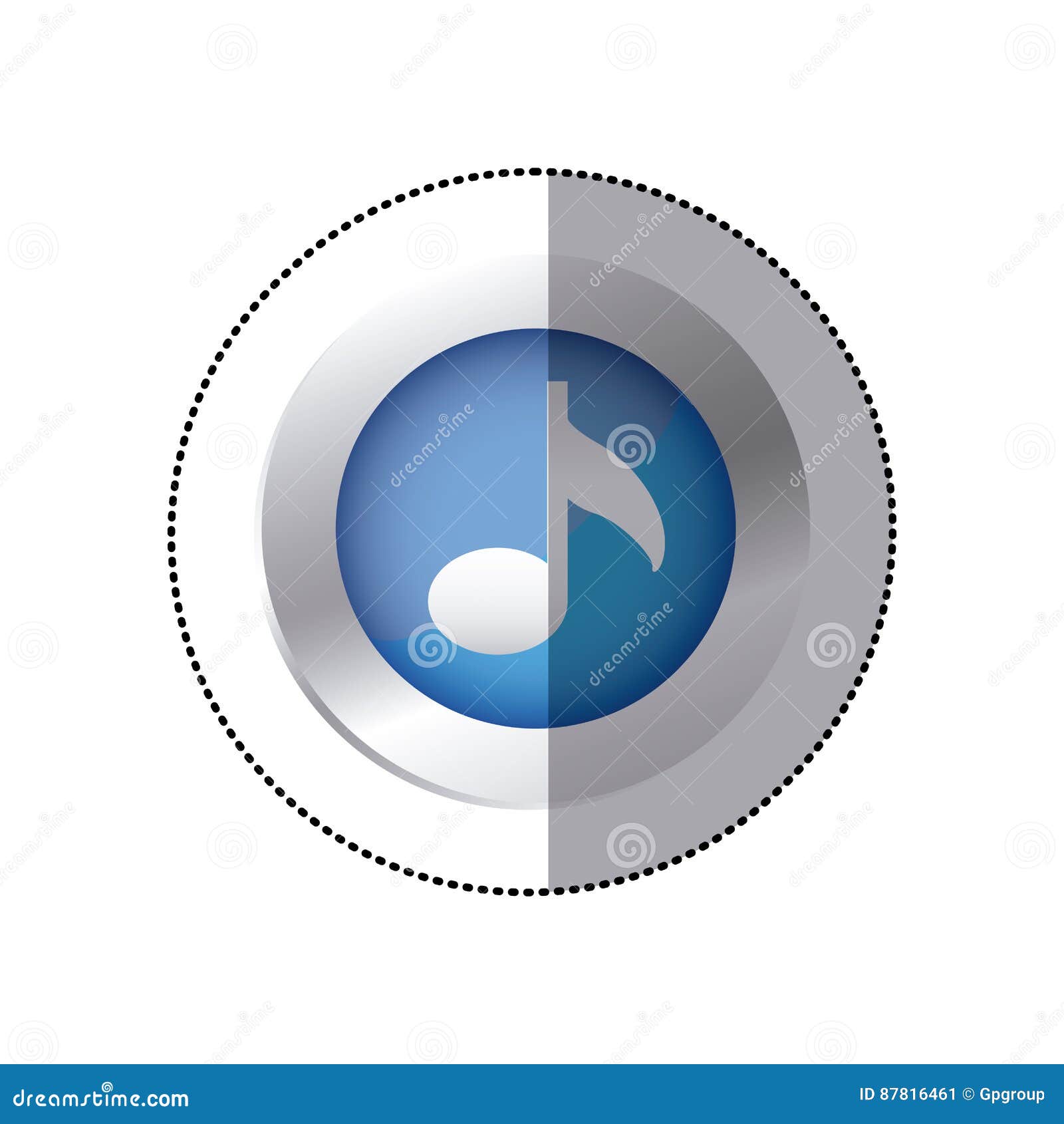 Sticker Color Circular Emblem with Musical Note Stock Illustration ...