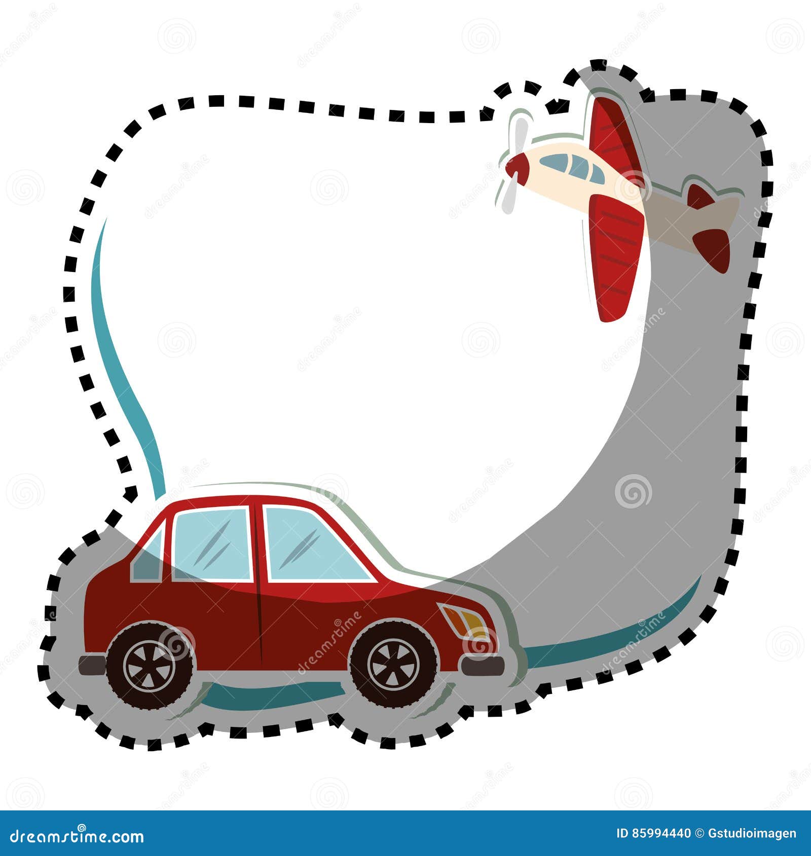 Sticker Color Frame with Border with Transport Toys Stock Vector ...